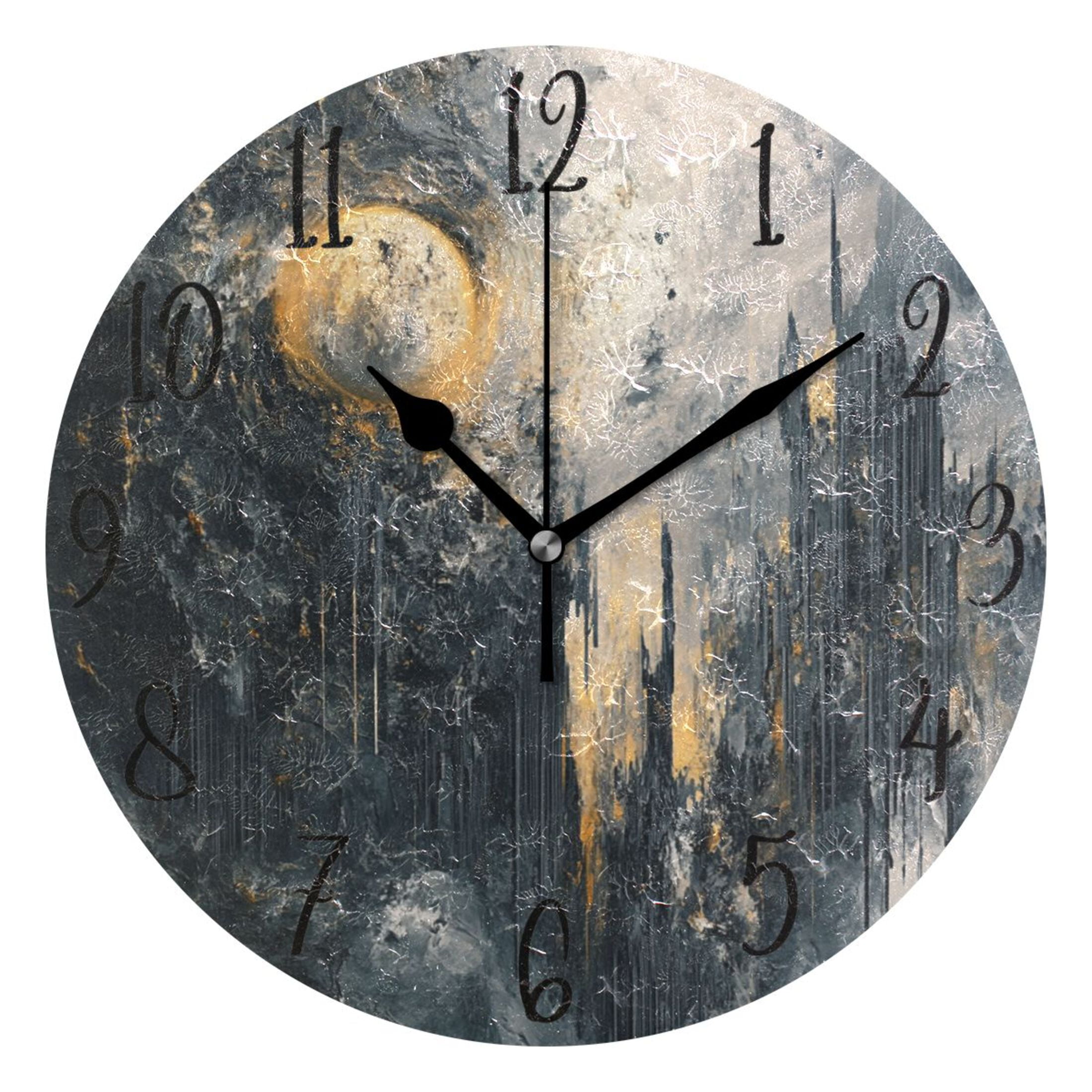 WOBOGO The Sun Of Abstract Art Wall Clock 10in Silent Mechanism Battery ...