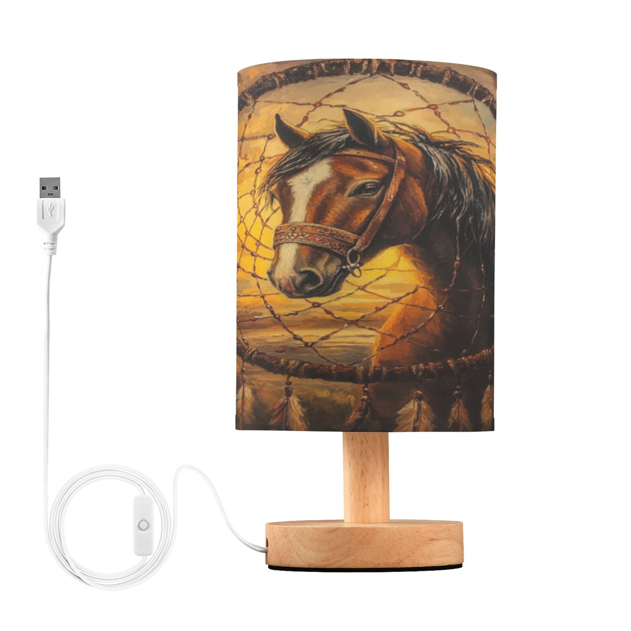 WOBOGO The Sunset Stallion Bedroom Table Lamp USB Power Connector ...