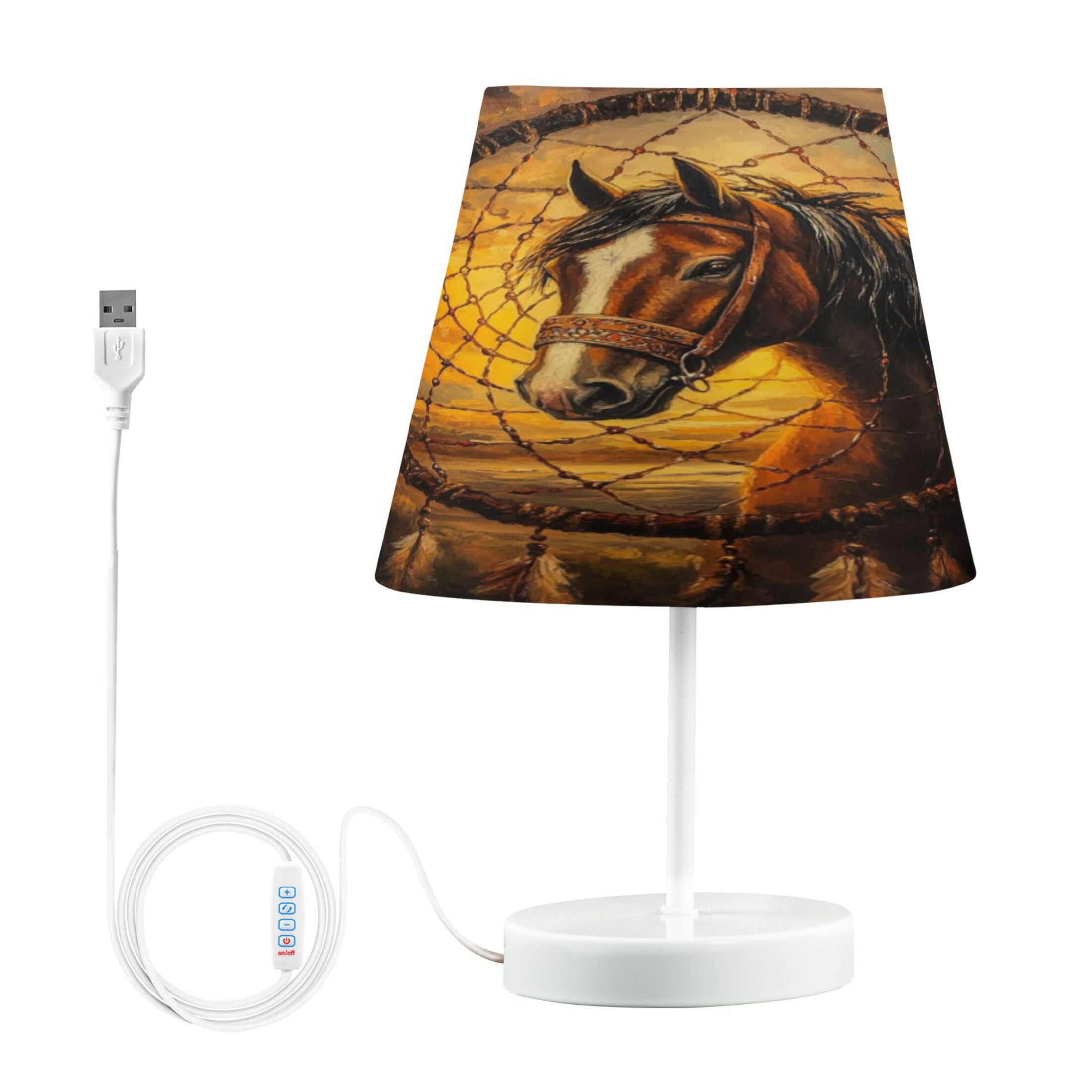 WOBOGO The Sunset Stallion Table Lamps Bedroom 3-Speed Dimmable Farm ...