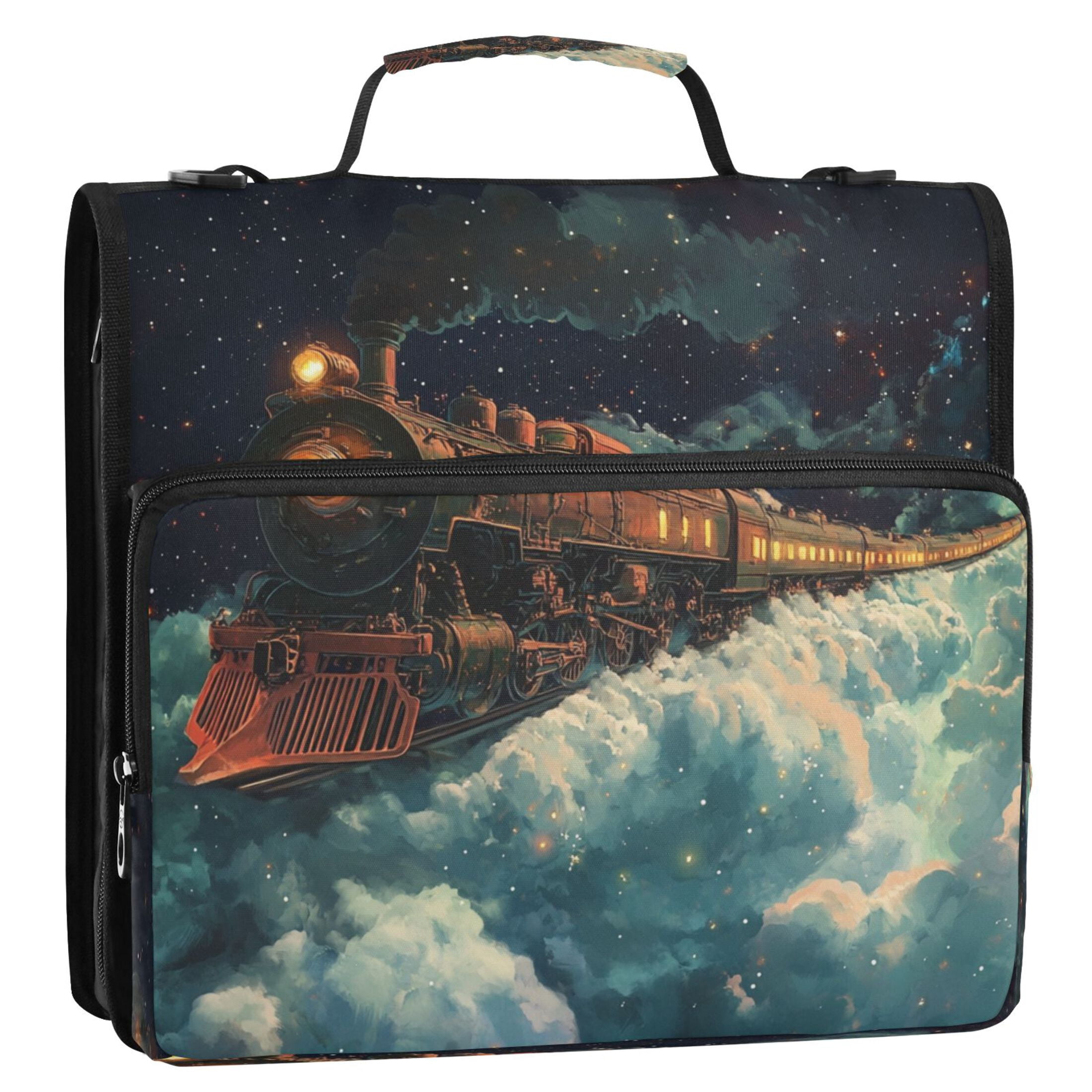 WOBOGO The Train Travels in Space Ring Binder Bag 1.5in Folder ...