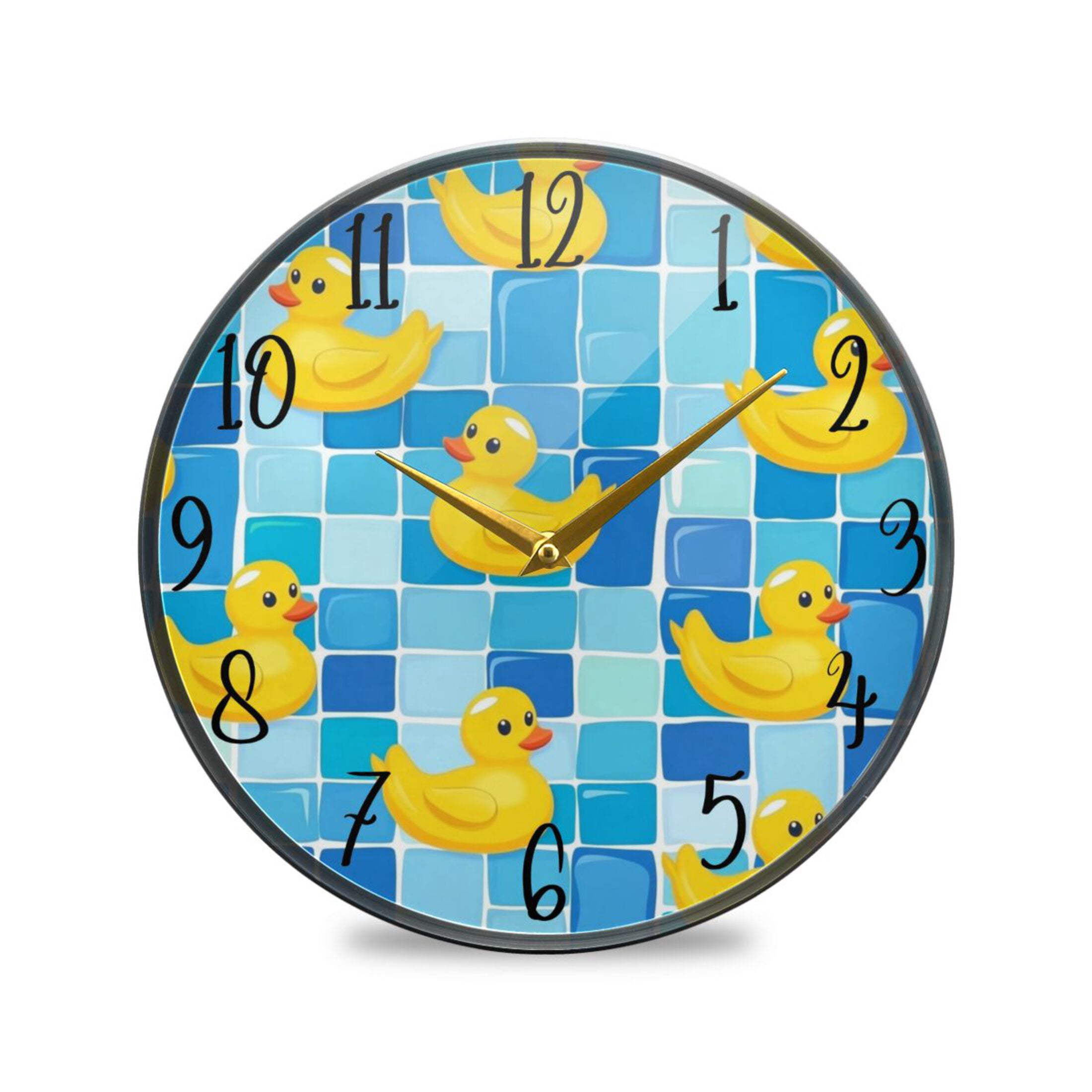 WOBOGO Tile Yellow Duck Acrylic Wall Clock Battery Operated 9.5in ...