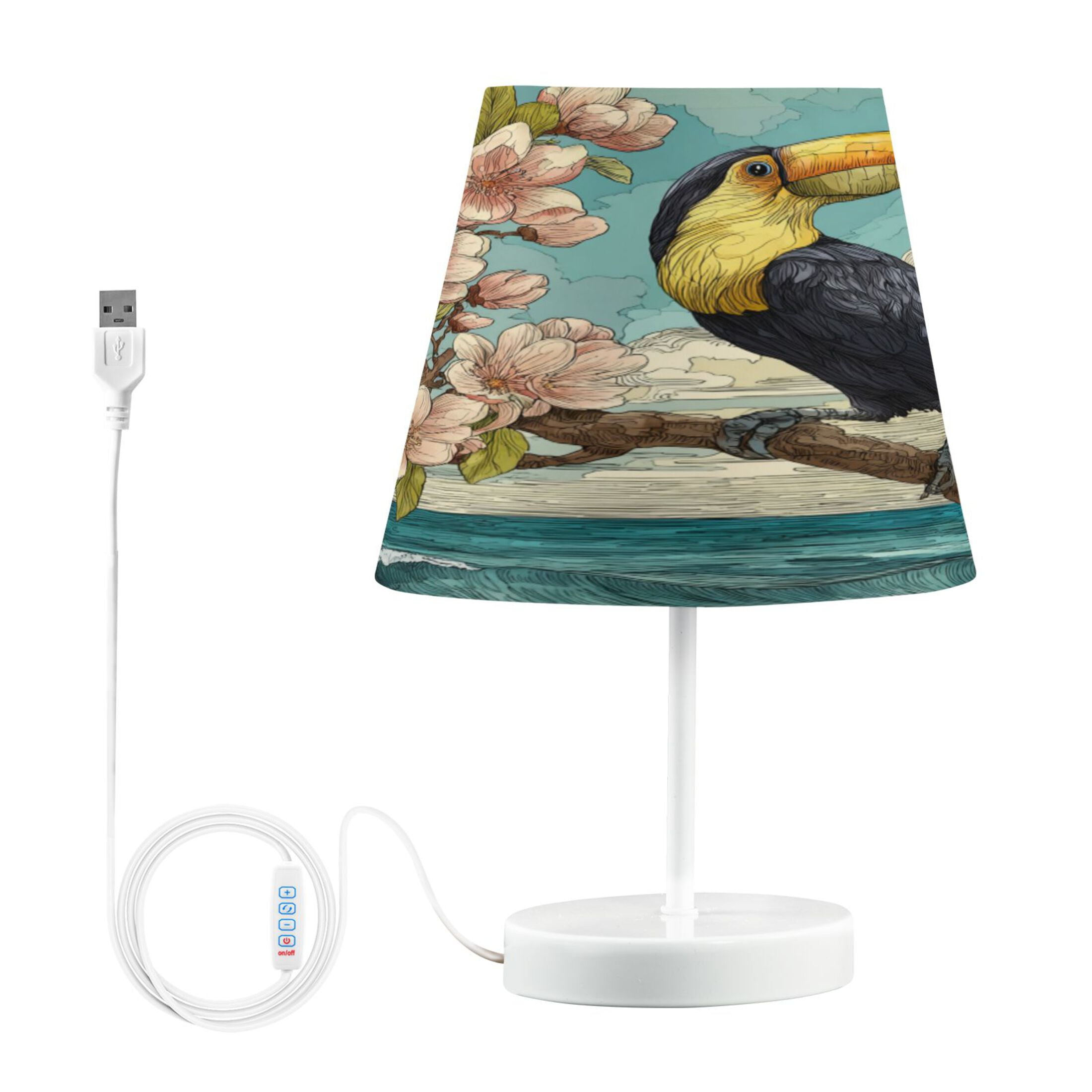 WOBOGO Toucan Bird Table Lamps Bedroom 3-Speed Dimmable Farm Style with ...