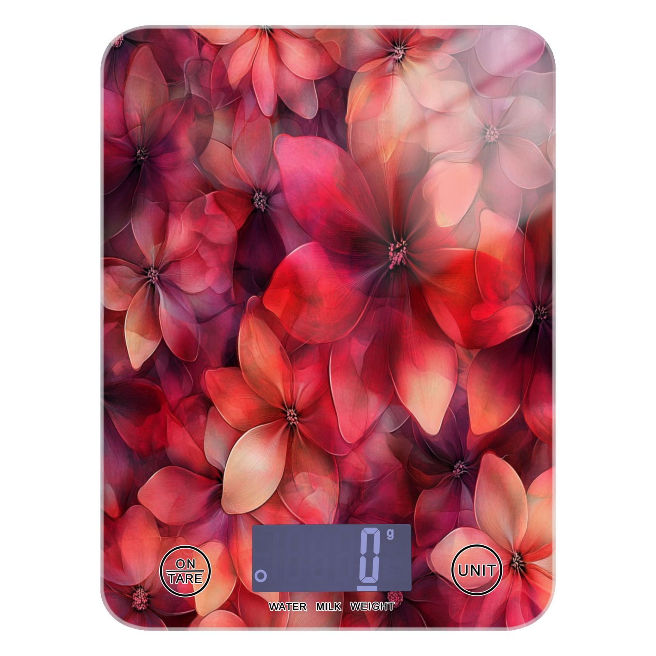 WOBOGO Transparent Red Flowers Kitchen Scale Digital Gram and Ounce ...