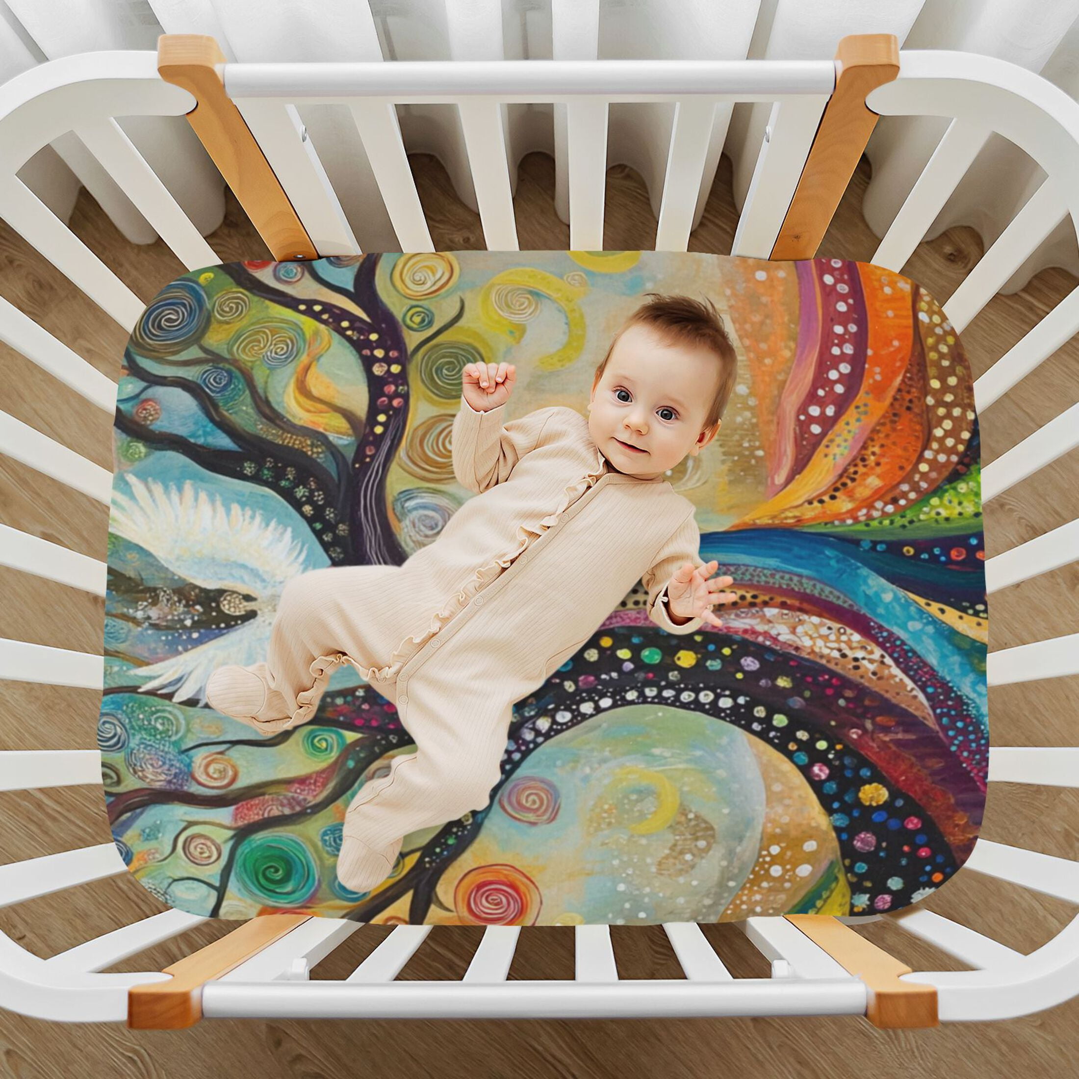 WOBOGO Tree Of Angels Baby Crib Sheets Super Soft Microfiber Playard ...