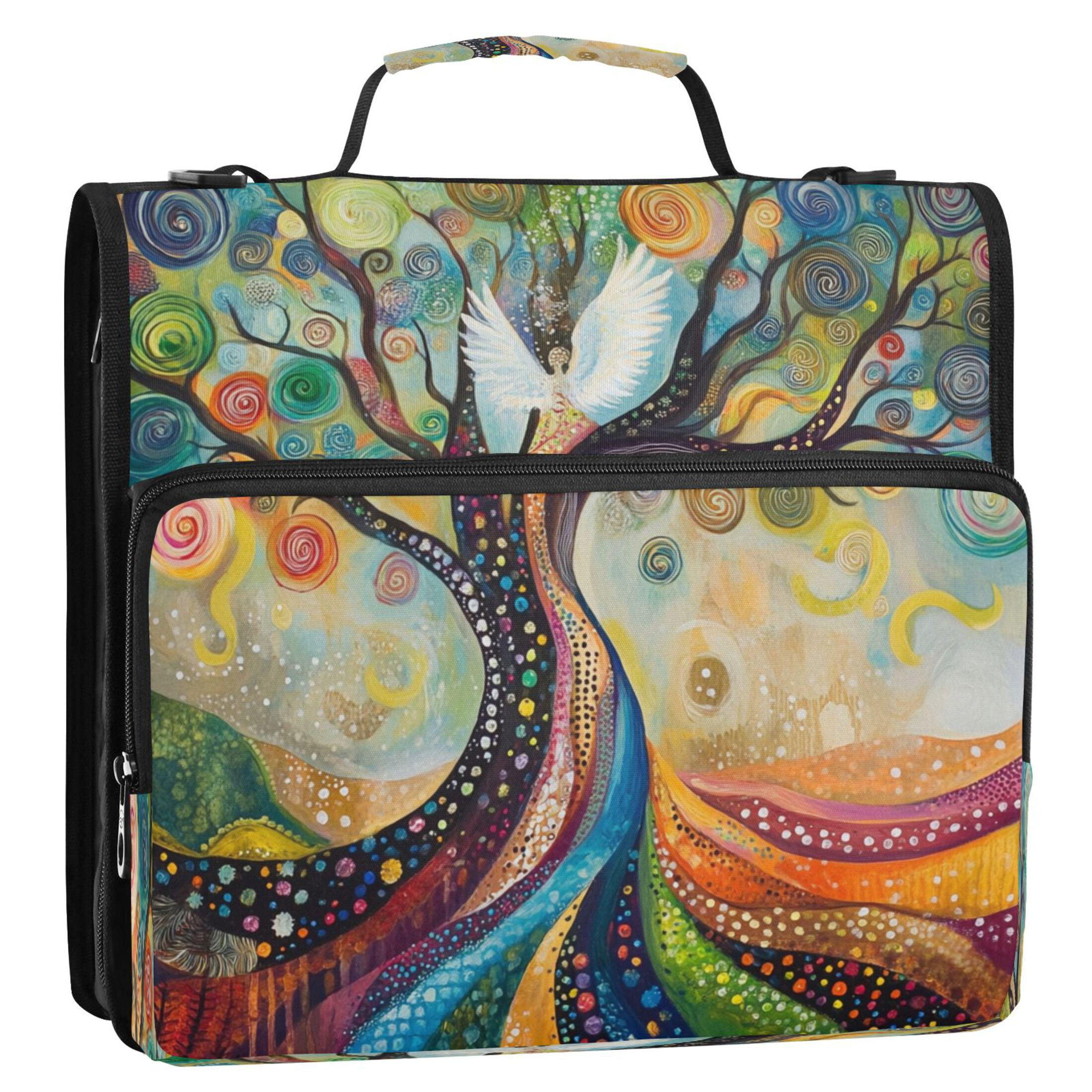 WOBOGO Tree Of Angels Ring Binder Bag 1.5in Folder Organizer with ...