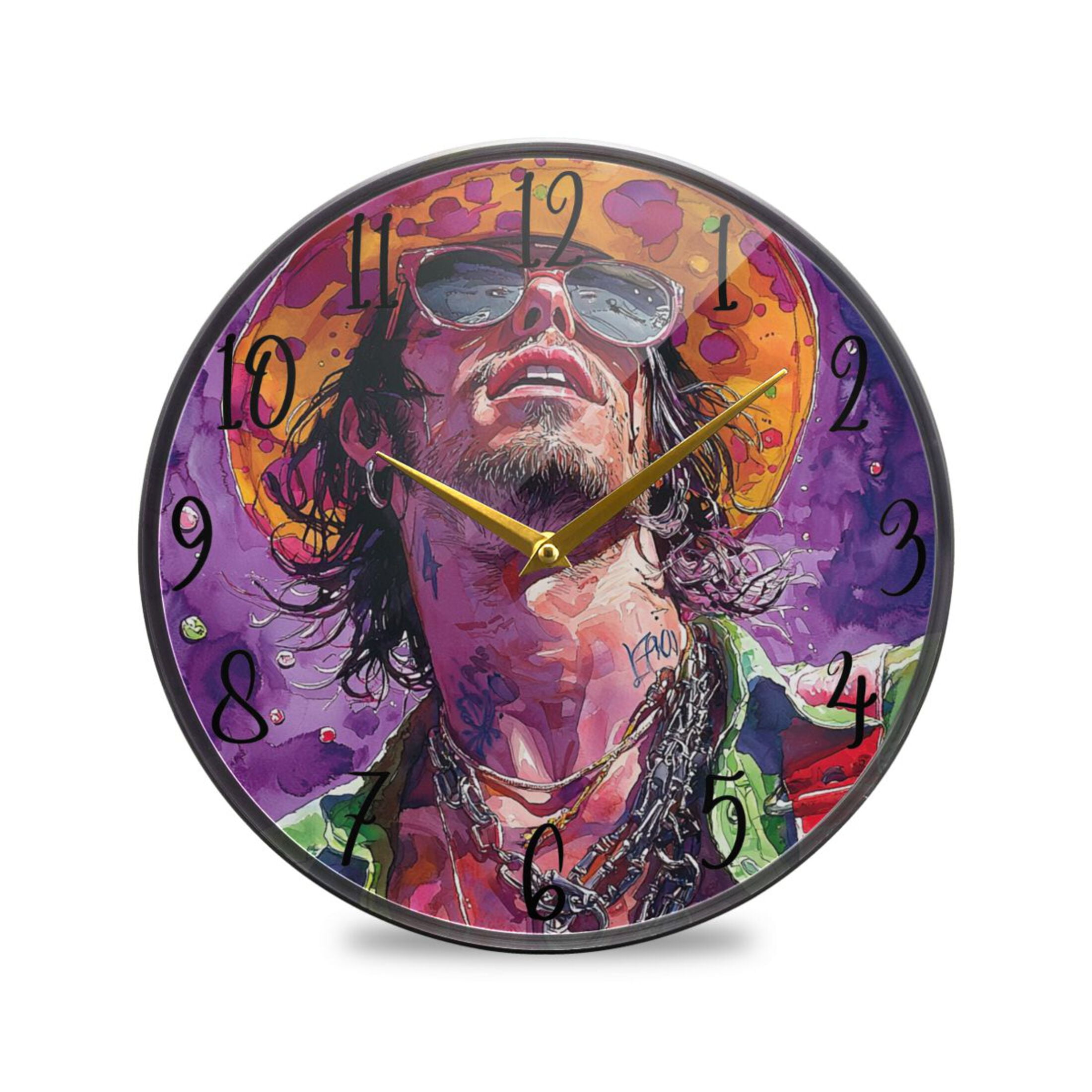 WOBOGO Trendy Uncle Acrylic Wall Clock Battery Operated 11.9in Silent ...