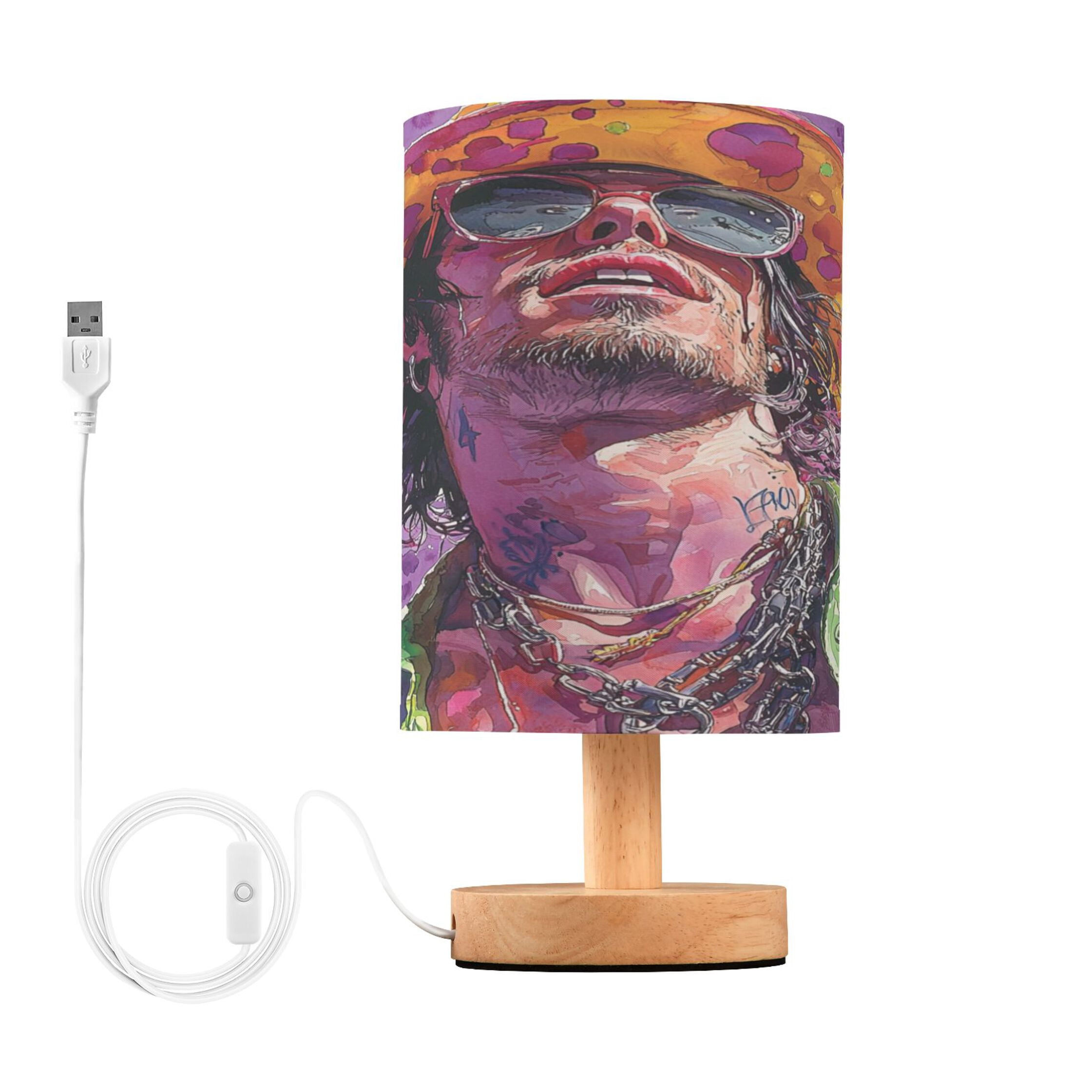 WOBOGO Trendy Uncle Bedroom Table Lamp USB Power Connector Wooden Base ...