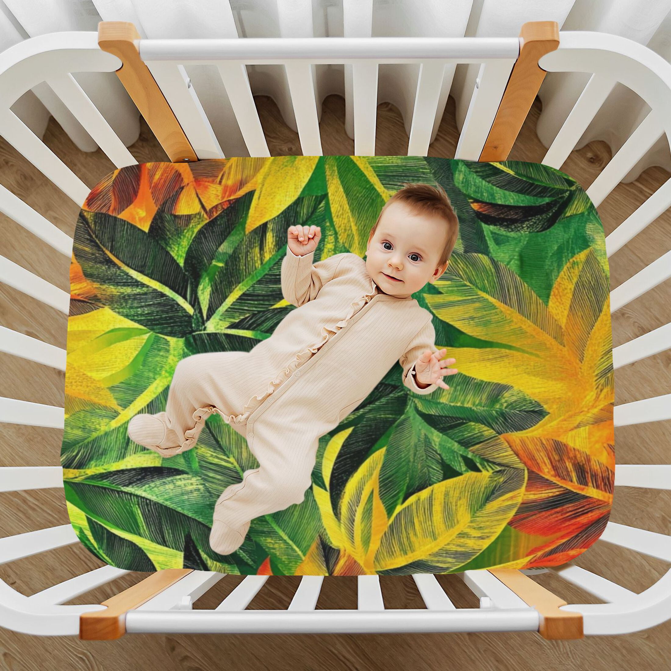 WOBOGO Tropical Summer Leaf Pattern Baby Crib Sheets Super Soft ...