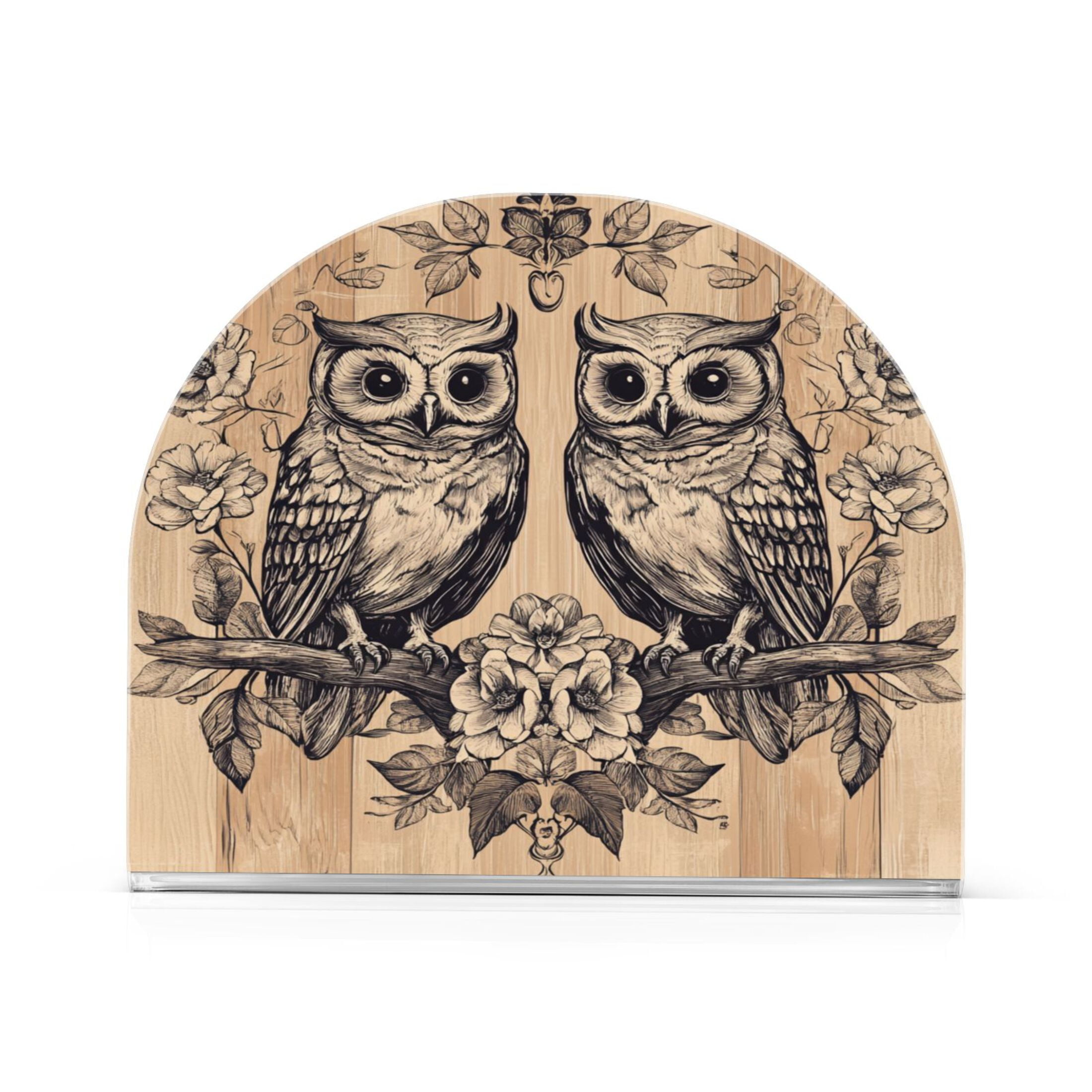 WOBOGO Two Owls Sitting on Opposite Branches Clear Acrylic Napkin ...
