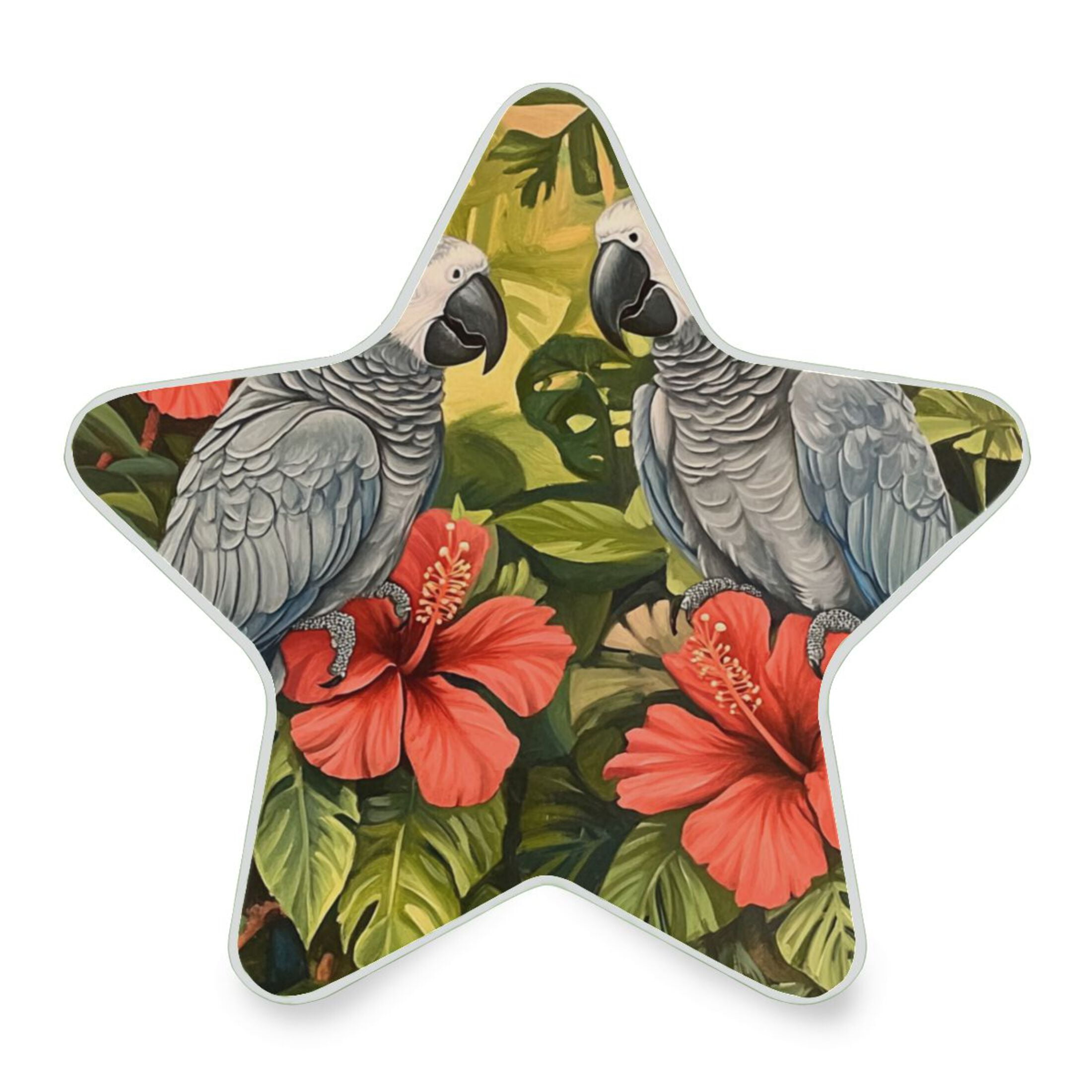 WOBOGO Two Playful Gray Parrots LED Star Night Light 0.2 Watt Wall Plug ...