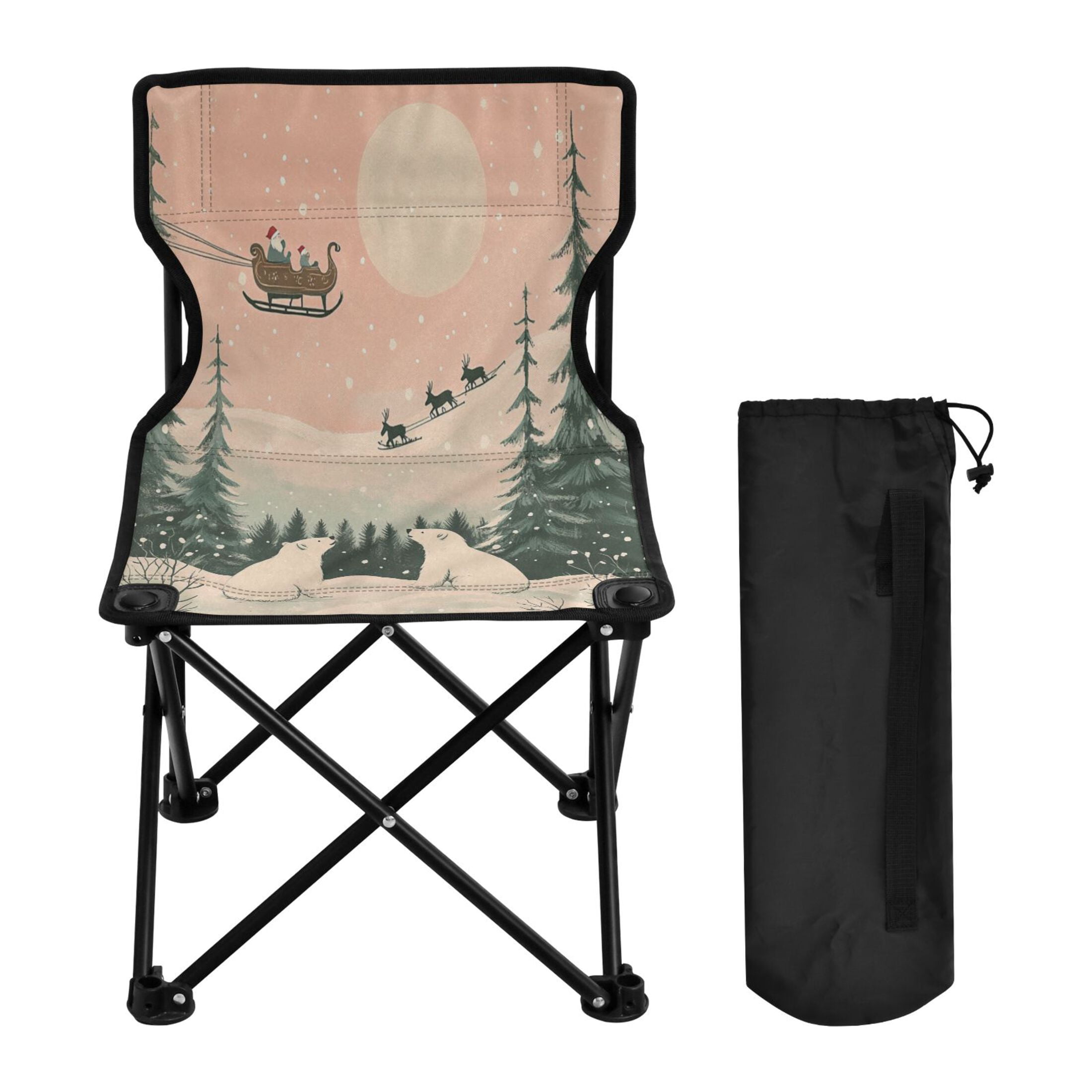 WOBOGO Two Polar Bears in The Snow Camping Chair Convenient Four Corner ...