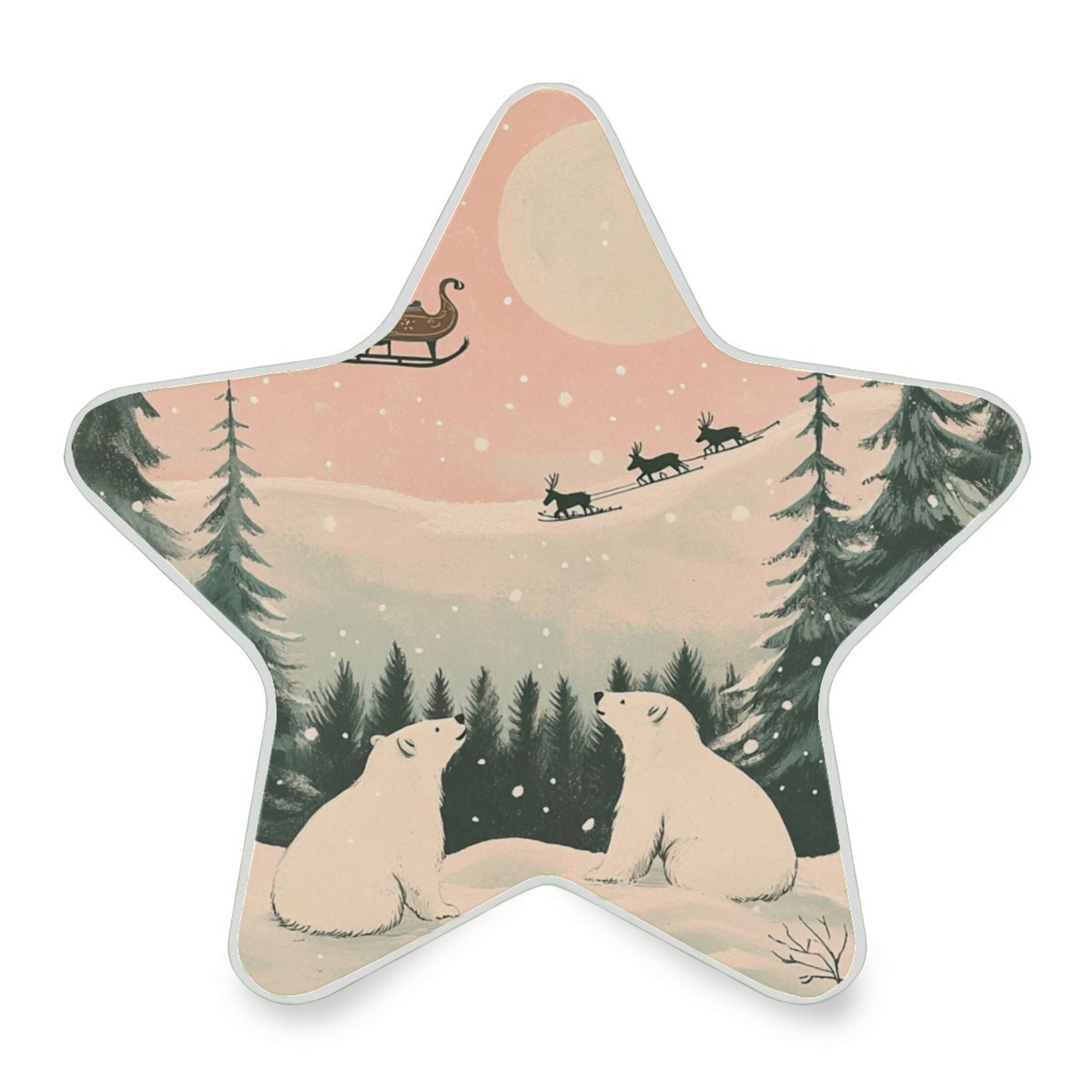 WOBOGO Two Polar Bears in The Snow LED Star Night Light 0.2 Watt Wall ...