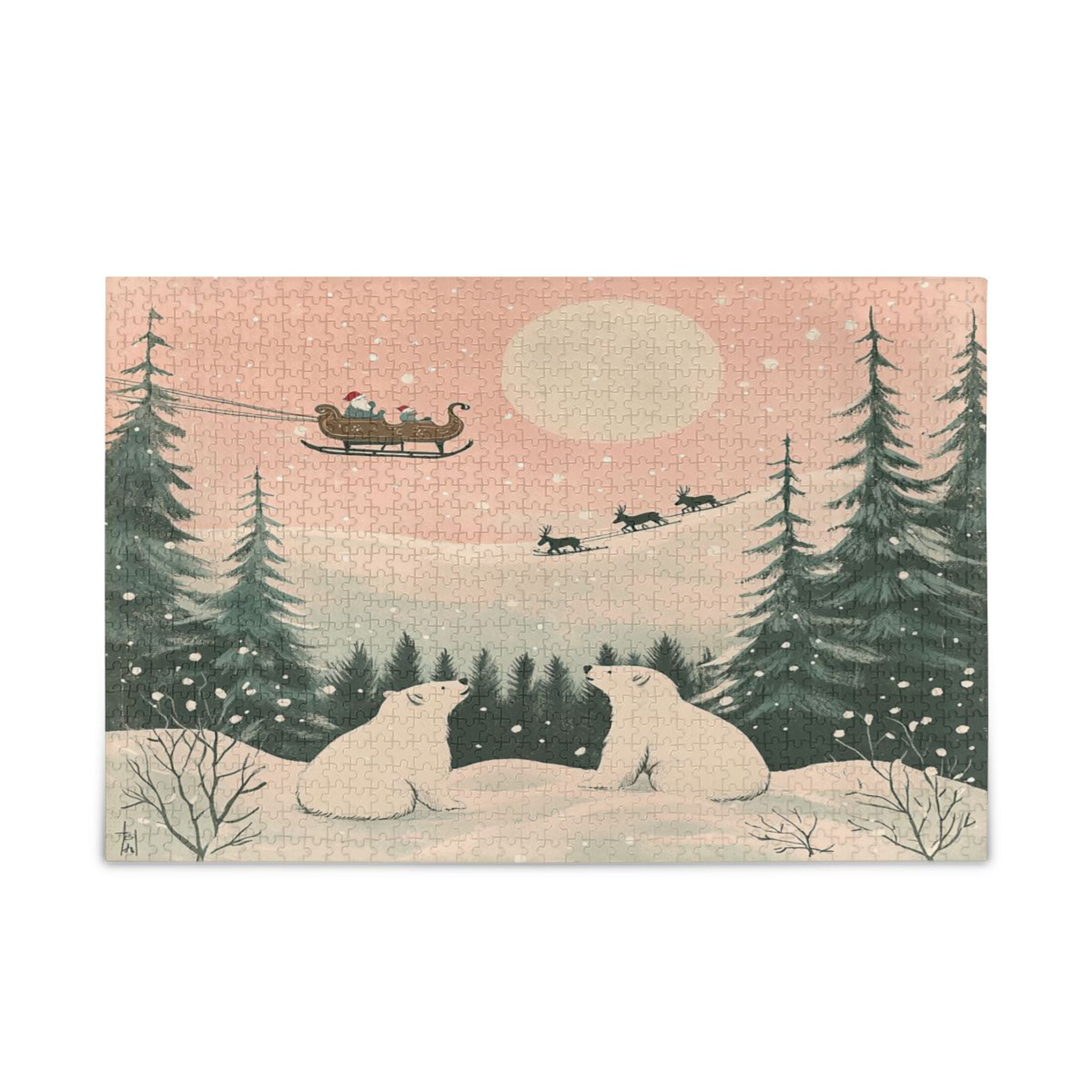 WOBOGO Two Polar Bears in The Snow Puzzle Challenge 500 Piece Jigsaw ...