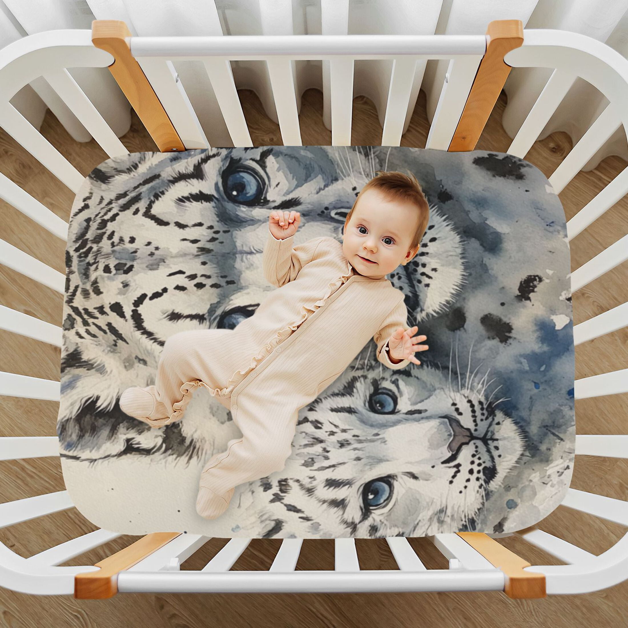 WOBOGO Two Snow Peopards Painting Baby Crib Sheets Super Soft ...
