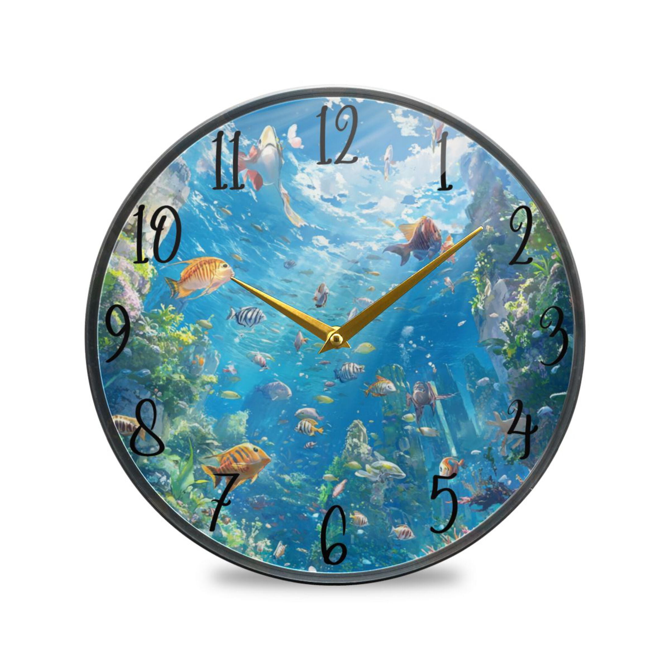 WOBOGO Undersea World Acrylic Wall Clock Battery Operated 11.9in Silent ...