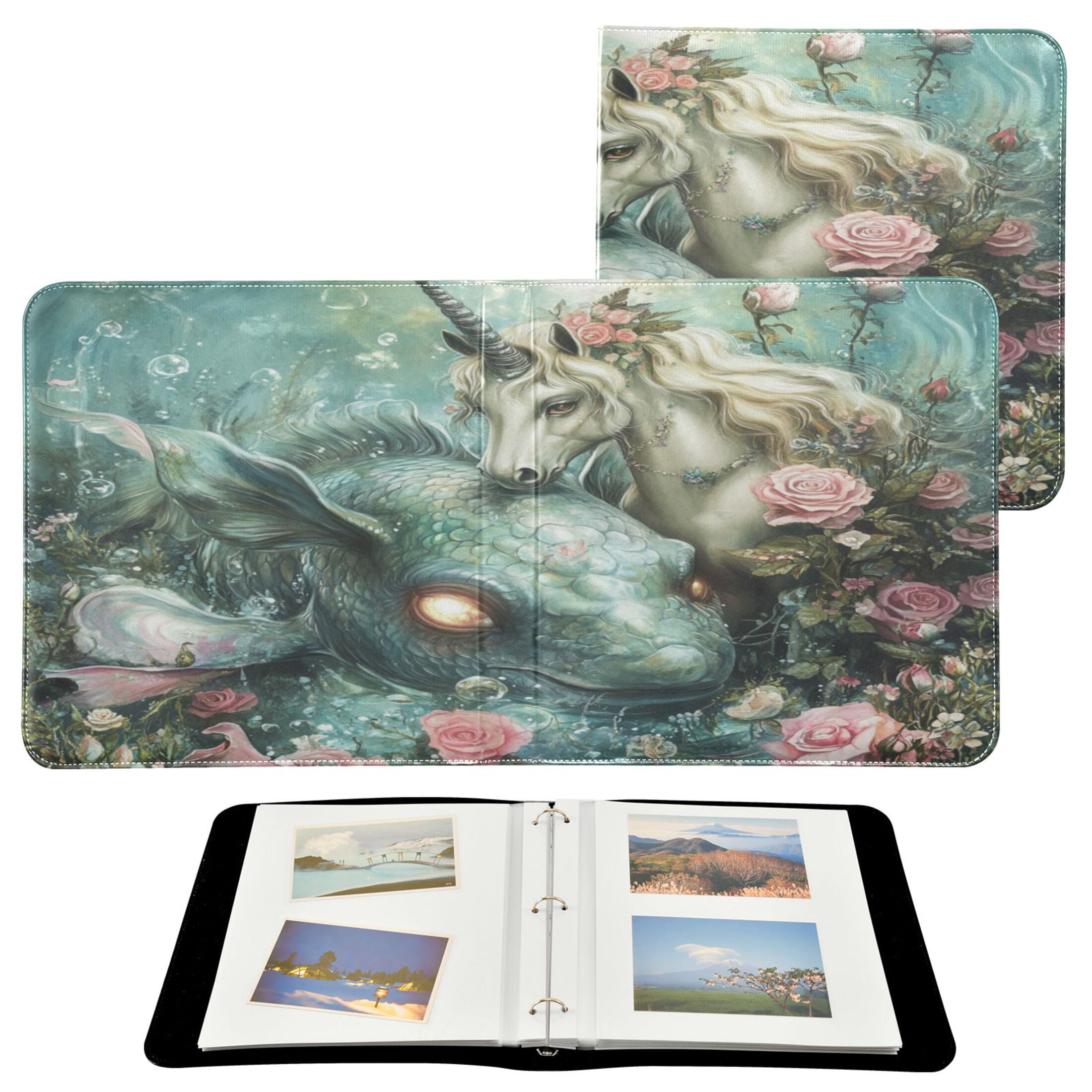 WOBOGO Unicorns and Sea Fish Photo Albums 20 Pages Large Capacity DIY ...