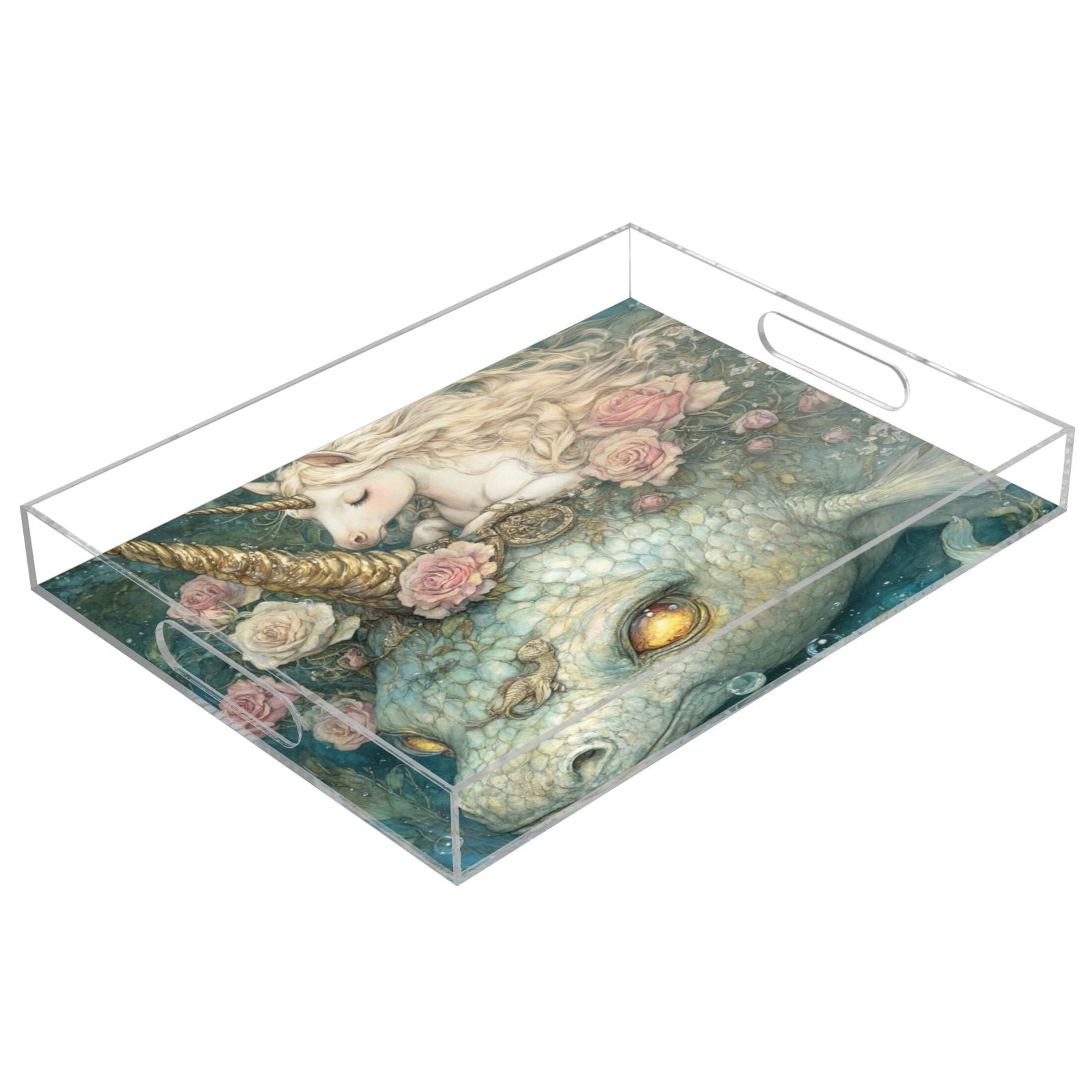 WOBOGO Unicorns and Sea Monsters Acrylic Serving Trays 15.7x11.8 Inch ...