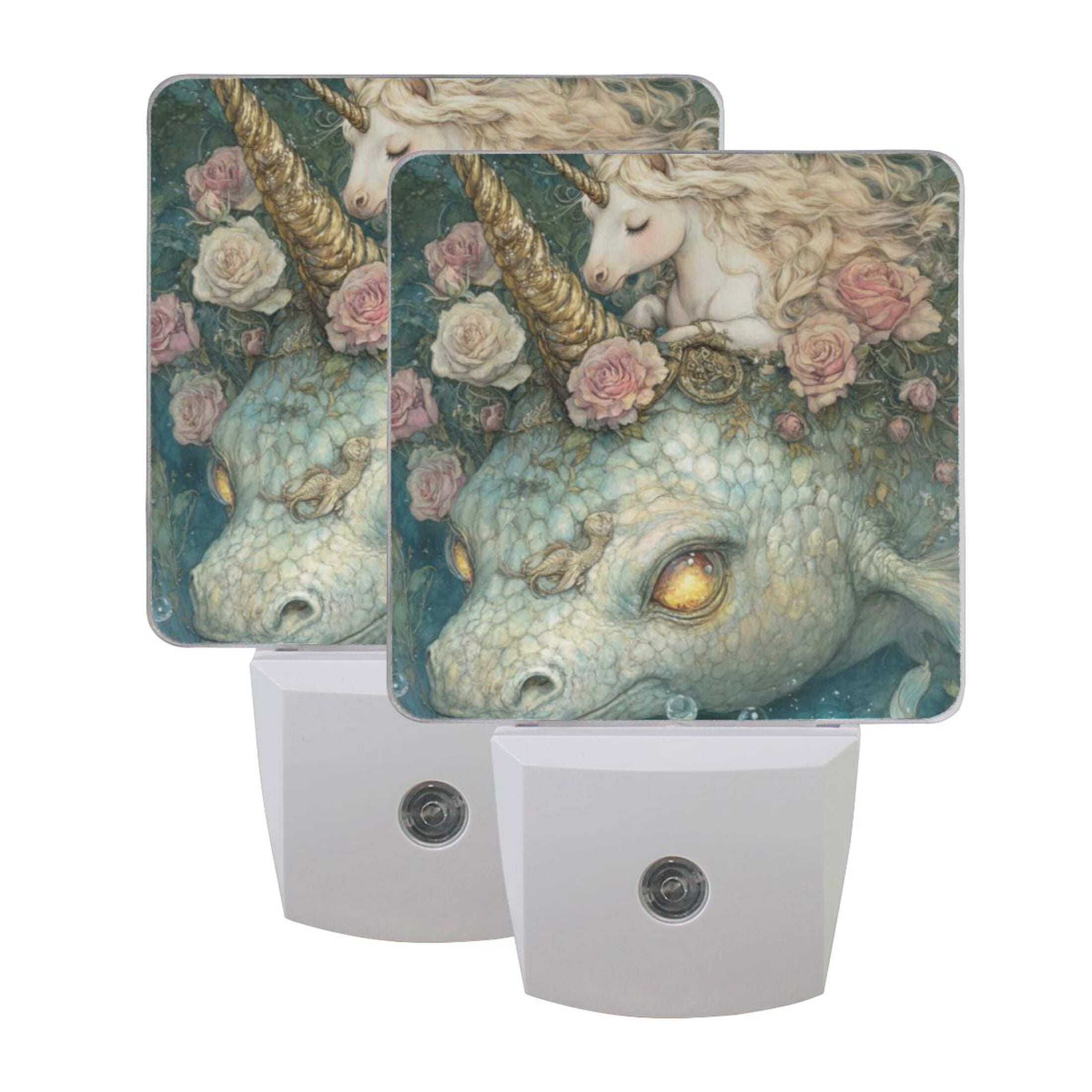 WOBOGO Unicorns and Sea Monsters LED Night Light 2 Pcs Set 0.5 Watt ...