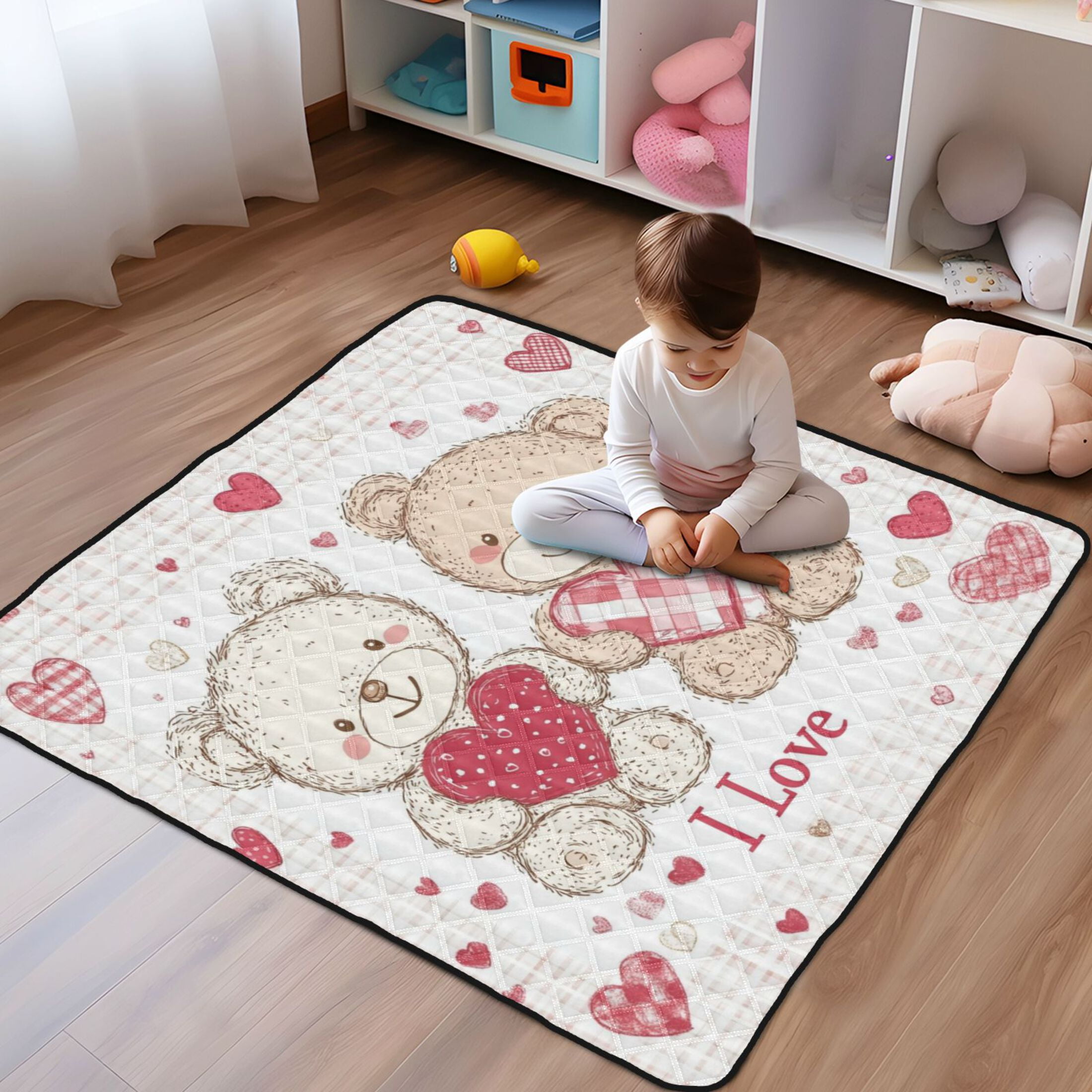 WOBOGO Valentine Teddy Bear Baby Playmats Extra Large Waterproof ...