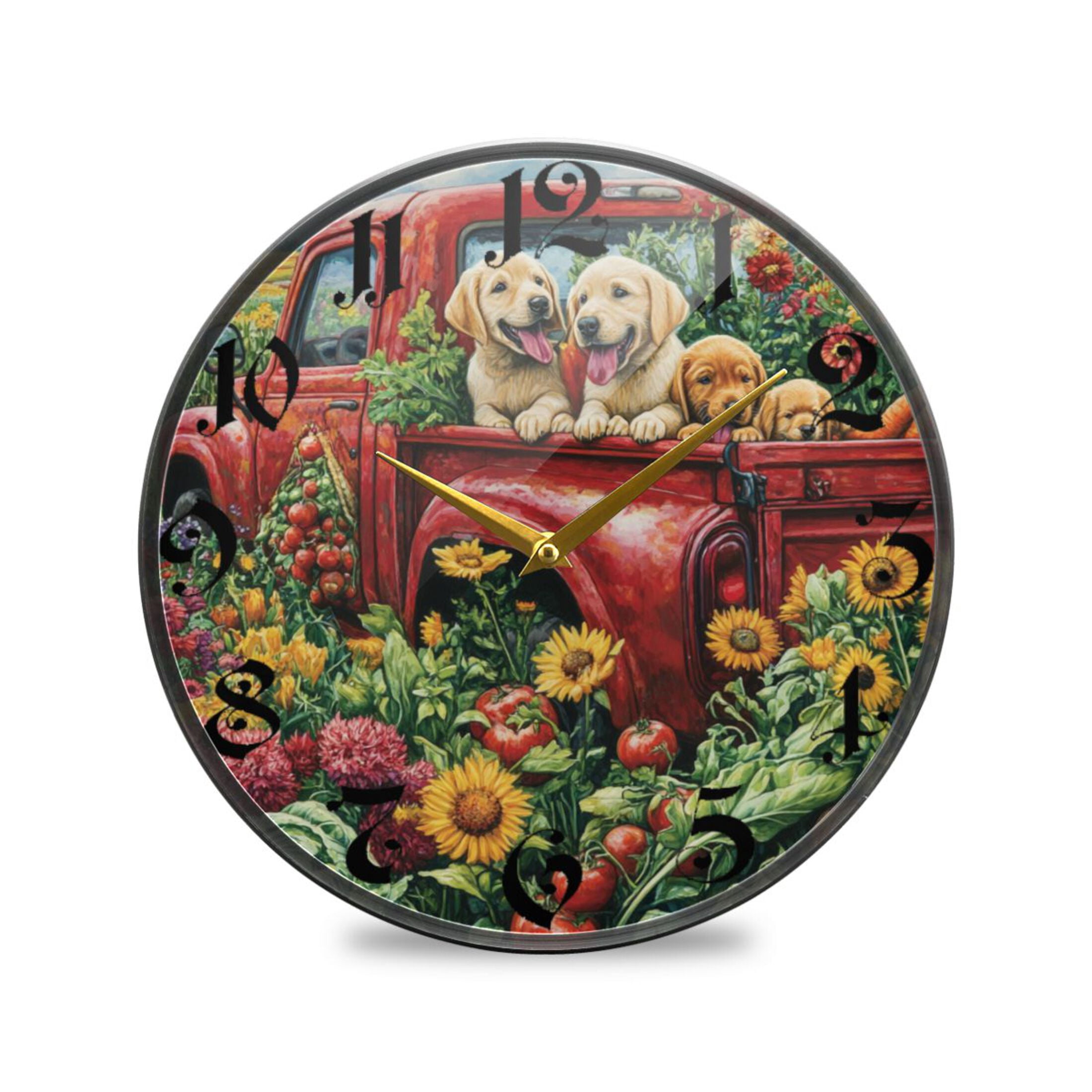WOBOGO Vegetable Truck Acrylic Wall Clock Battery Operated 11.9in ...