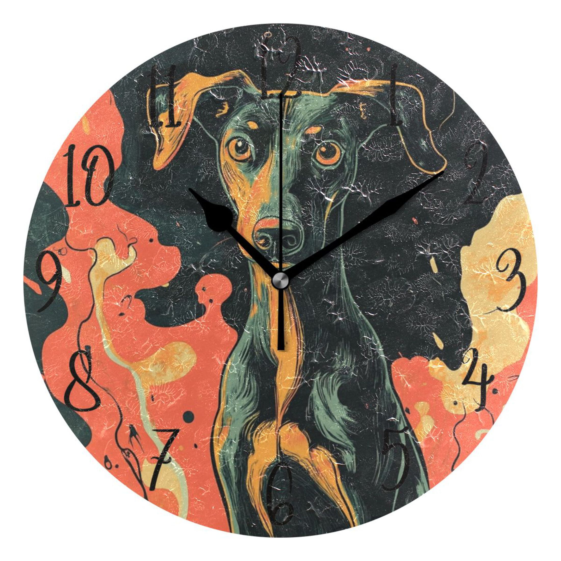 WOBOGO Vibrant Style Dog Pattern Wall Clock 10in Silent Mechanism ...