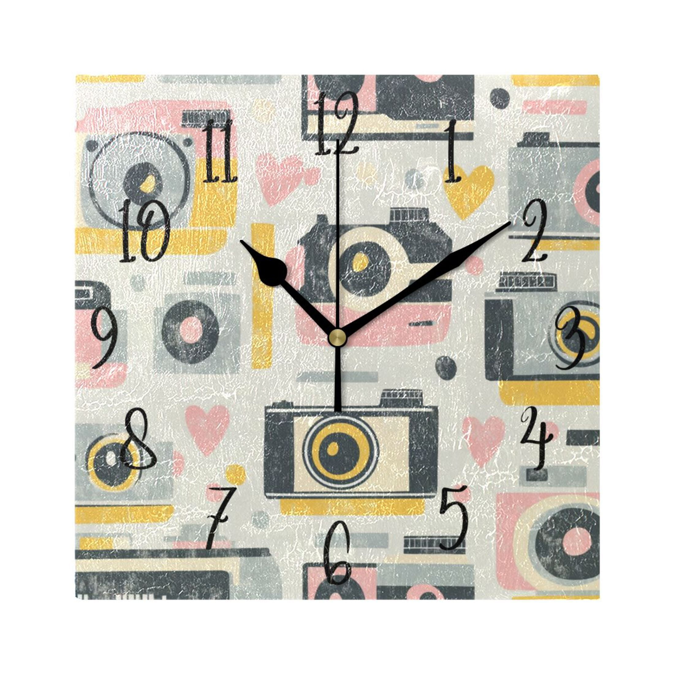 WOBOGO Vintage Film Camera Pattern Wall Clock 7.78 Inch Battery ...
