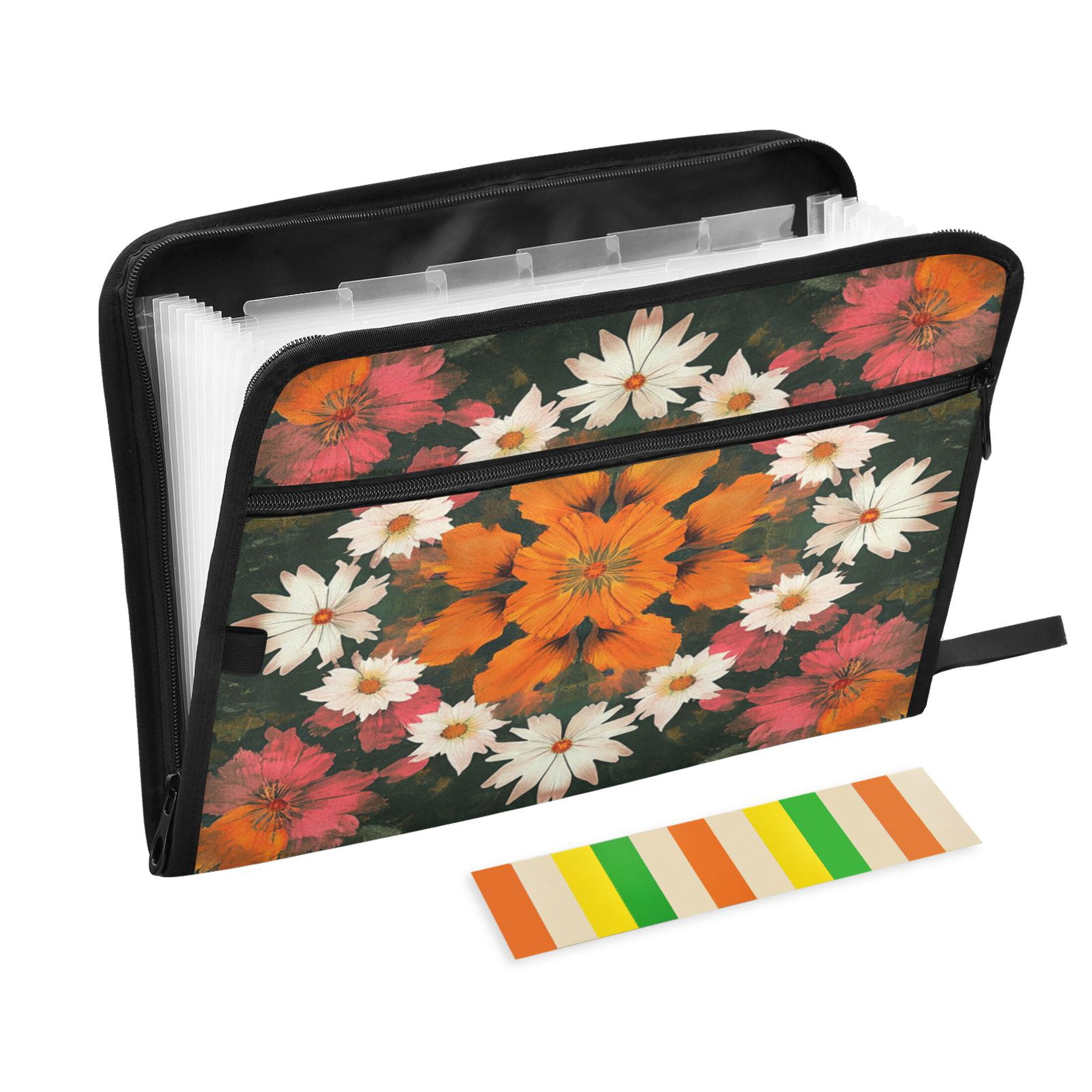 WOBOGO Vintage Orange and White Flower Expanding File Folder Letter ...