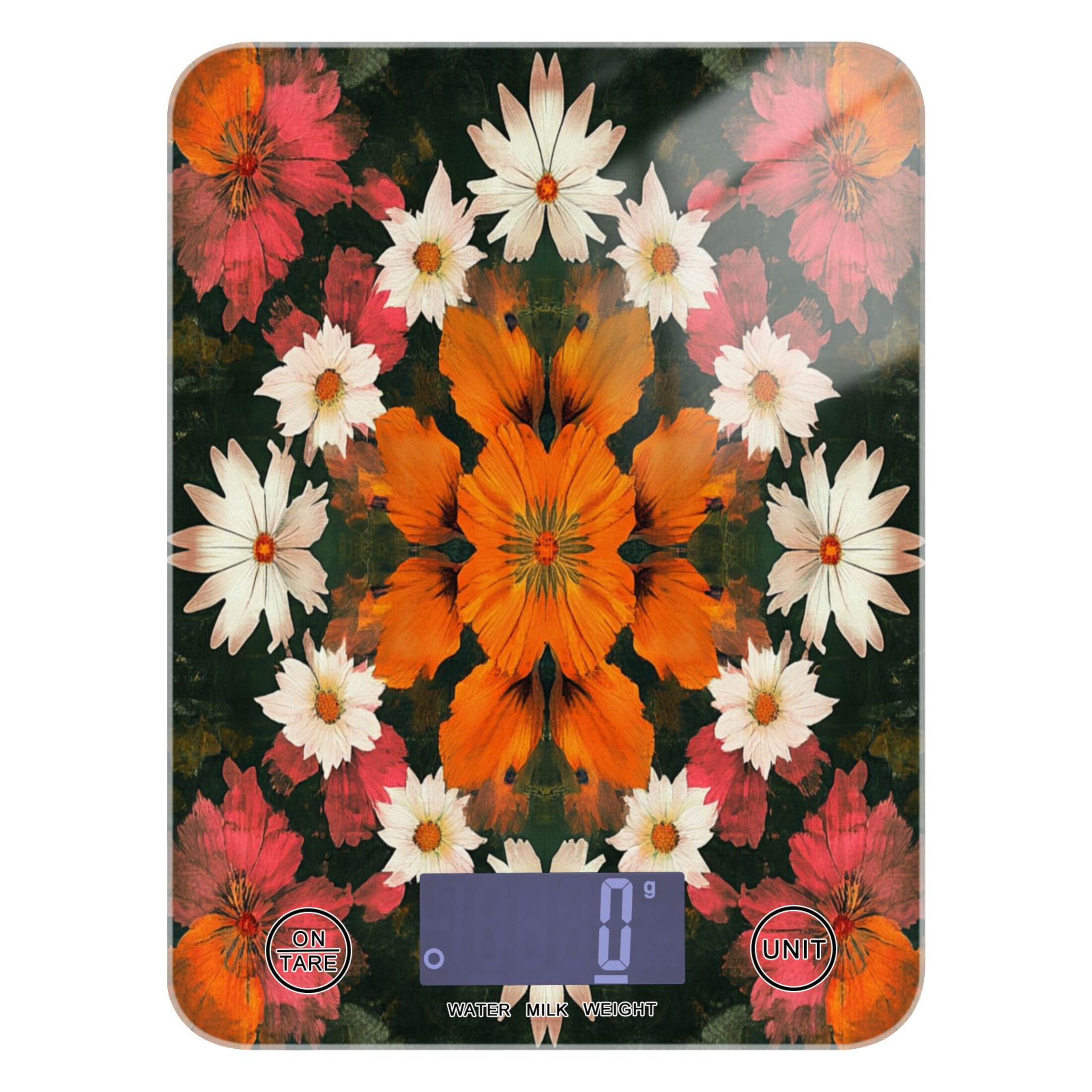 WOBOGO Vintage Orange and White Flower Kitchen Scale Digital Gram and ...