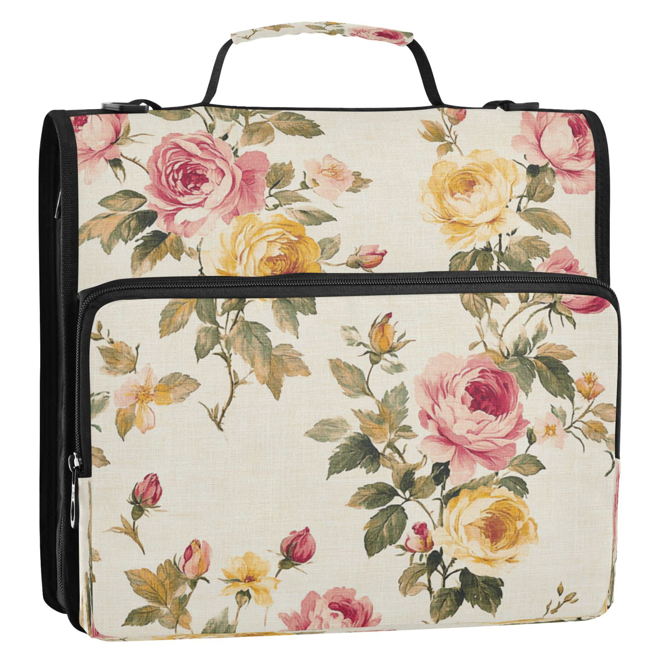 WOBOGO Vintage Shabby Chic Floral Pattern with Roses Ring Binder Bag 1 ...