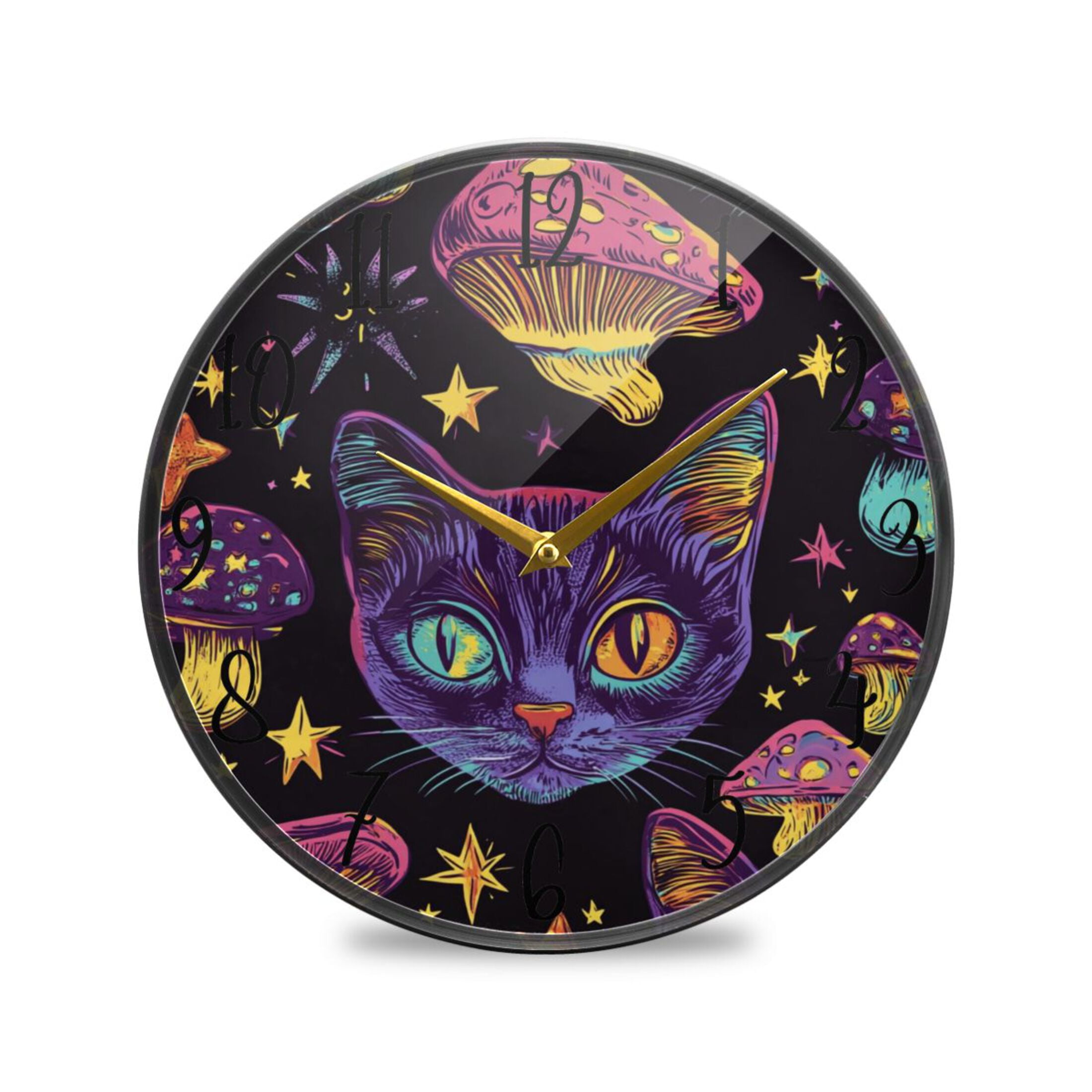 WOBOGO Violet Cat with Different Pupils Acrylic Wall Clock Battery ...