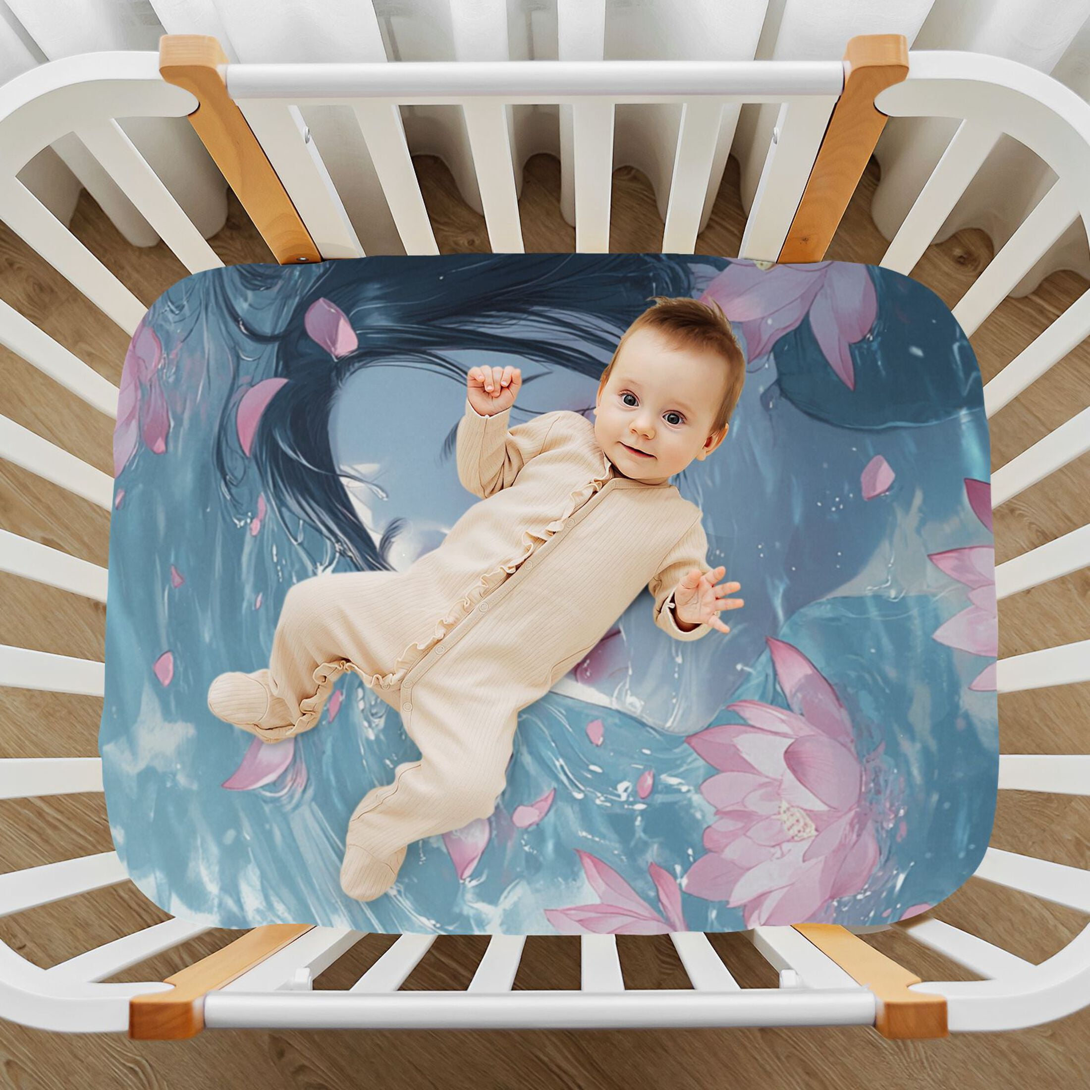 WOBOGO Water Brings Out The Lotus Baby Crib Sheets Super Soft ...