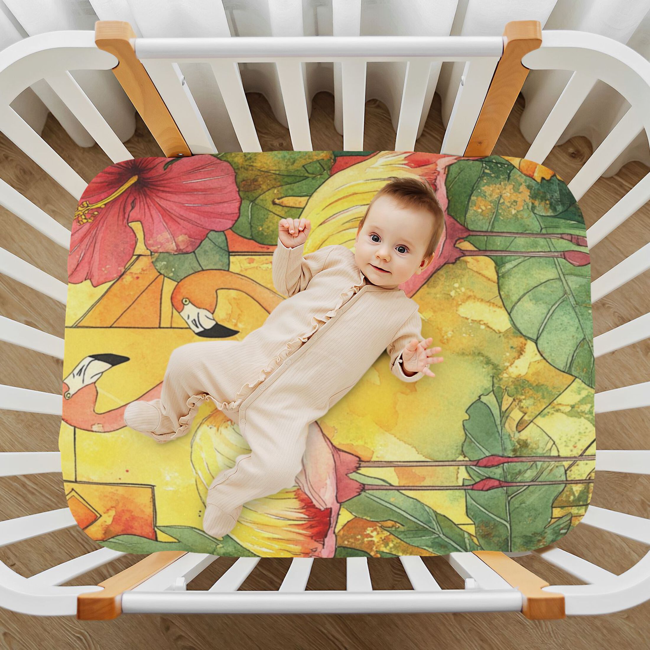 WOBOGO Watercolor Flamingo Baby Crib Sheets Super Soft Microfiber ...