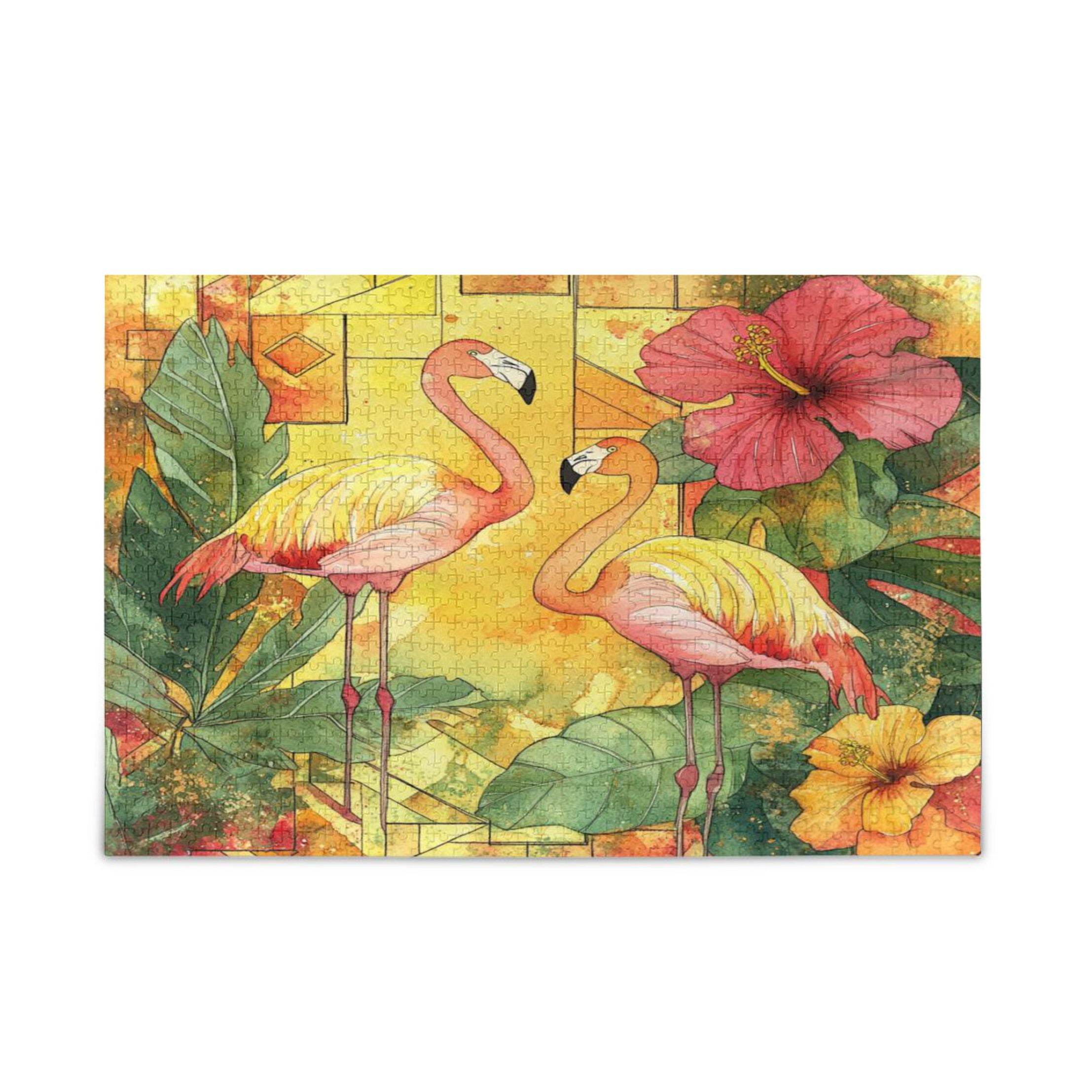 WOBOGO Watercolor Flamingo Puzzle Challenge 1000 Piece Jigsaw Suitable ...