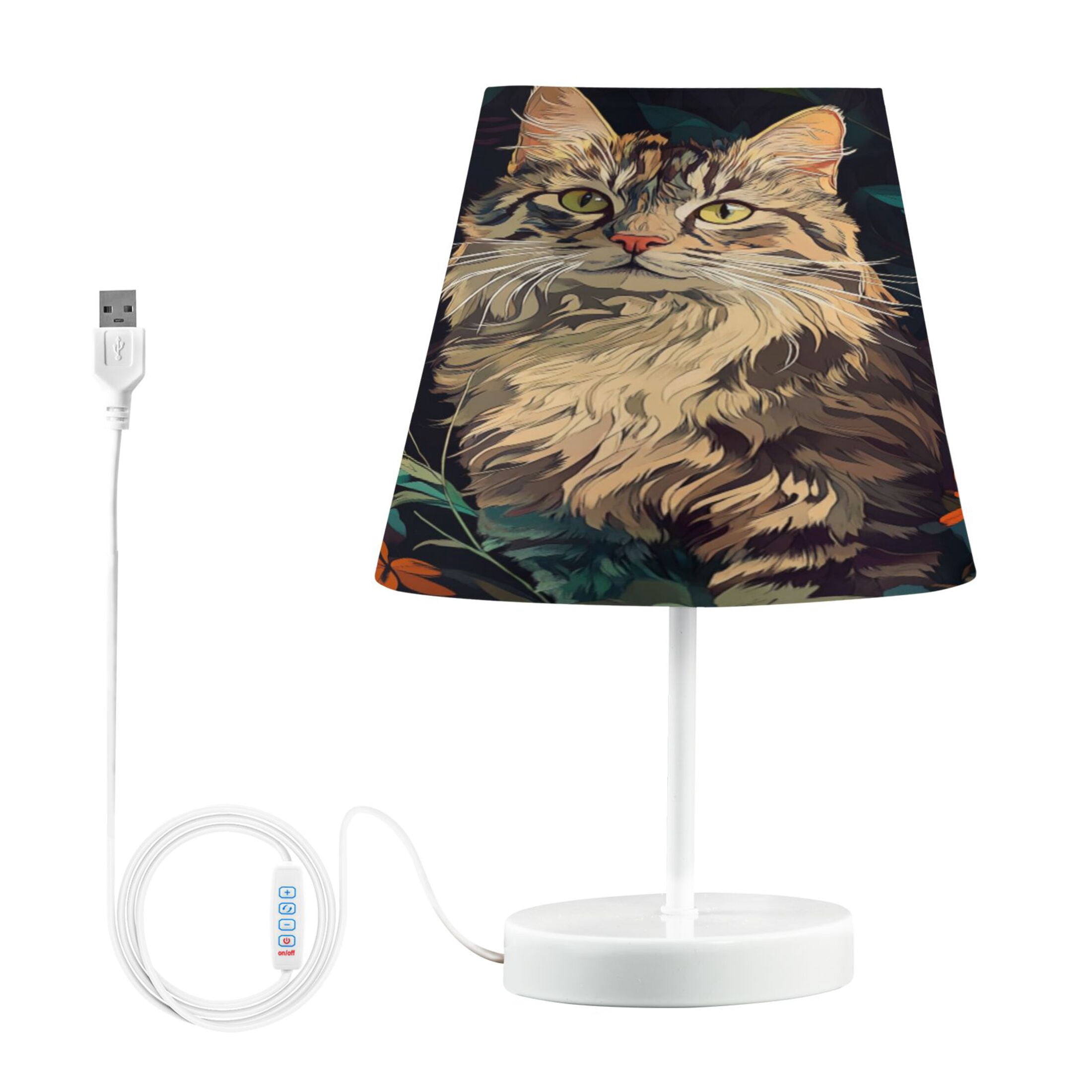 WOBOGO Watercolor Hawksbill Cat Table Lamps Bedroom 3-Speed Dimmable ...