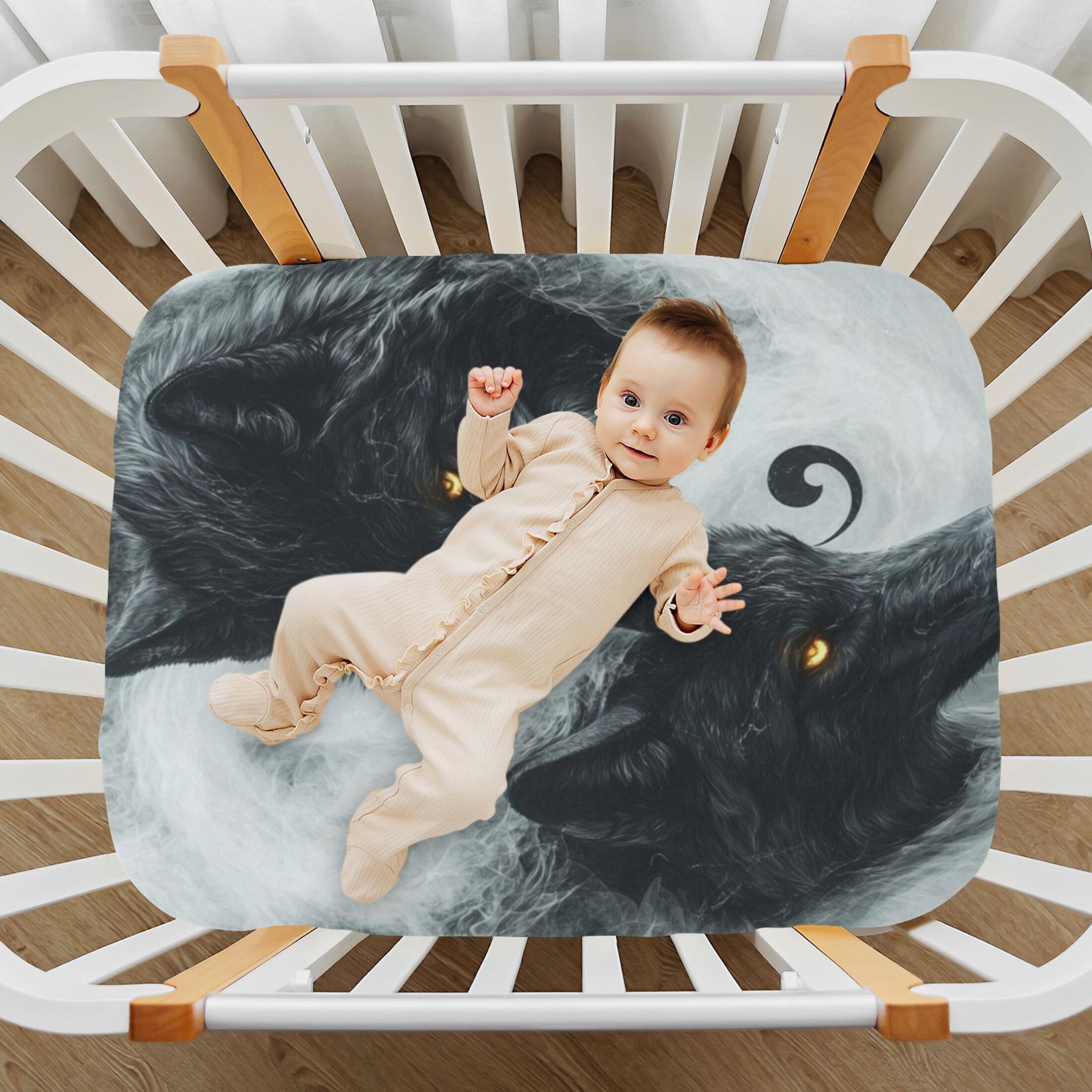 WOBOGO Watercolor Style Black Wolf Baby Crib Sheets Super Soft ...