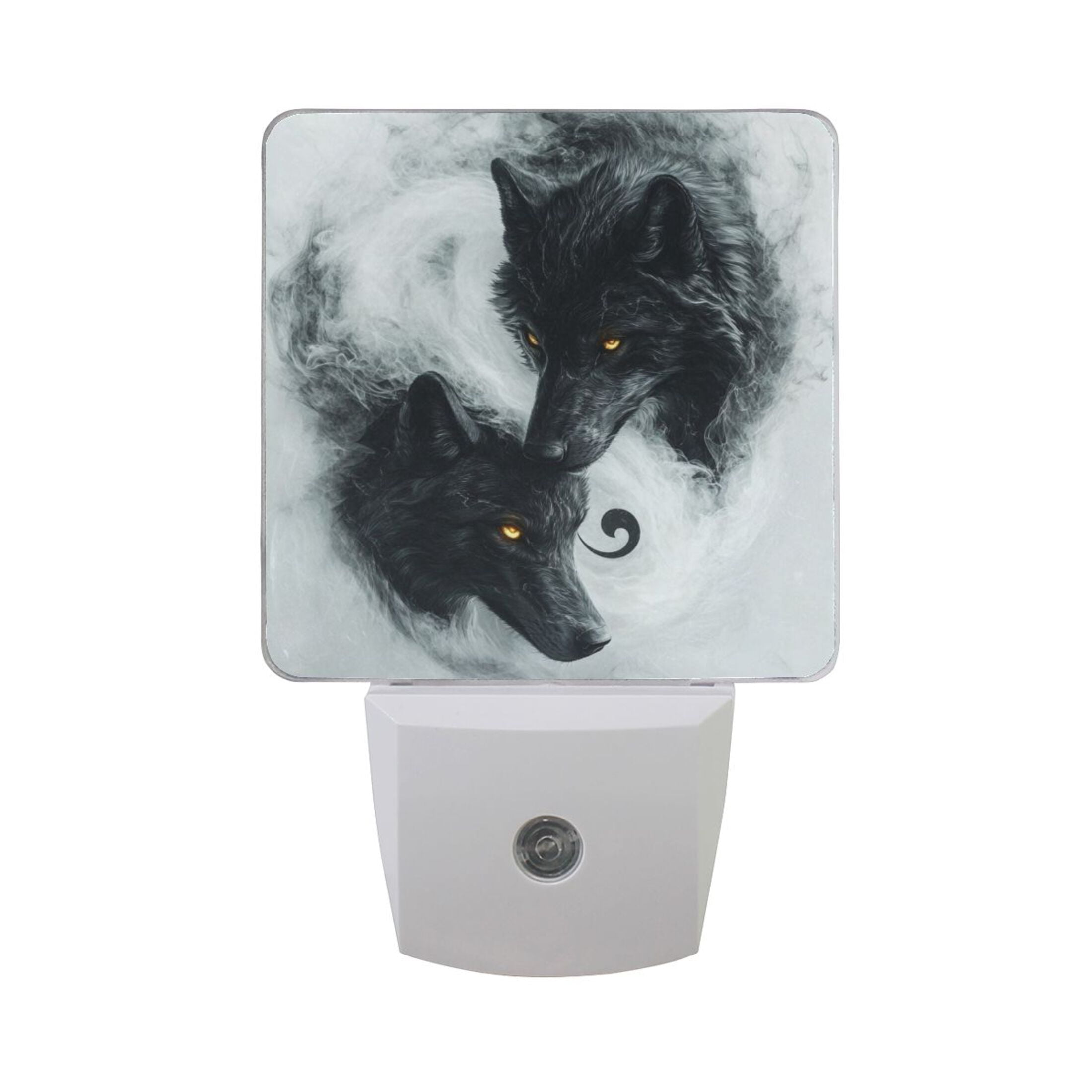 WOBOGO Watercolor Style Black Wolf LED Night Light 2 Pcs Set 0.5 Watt ...