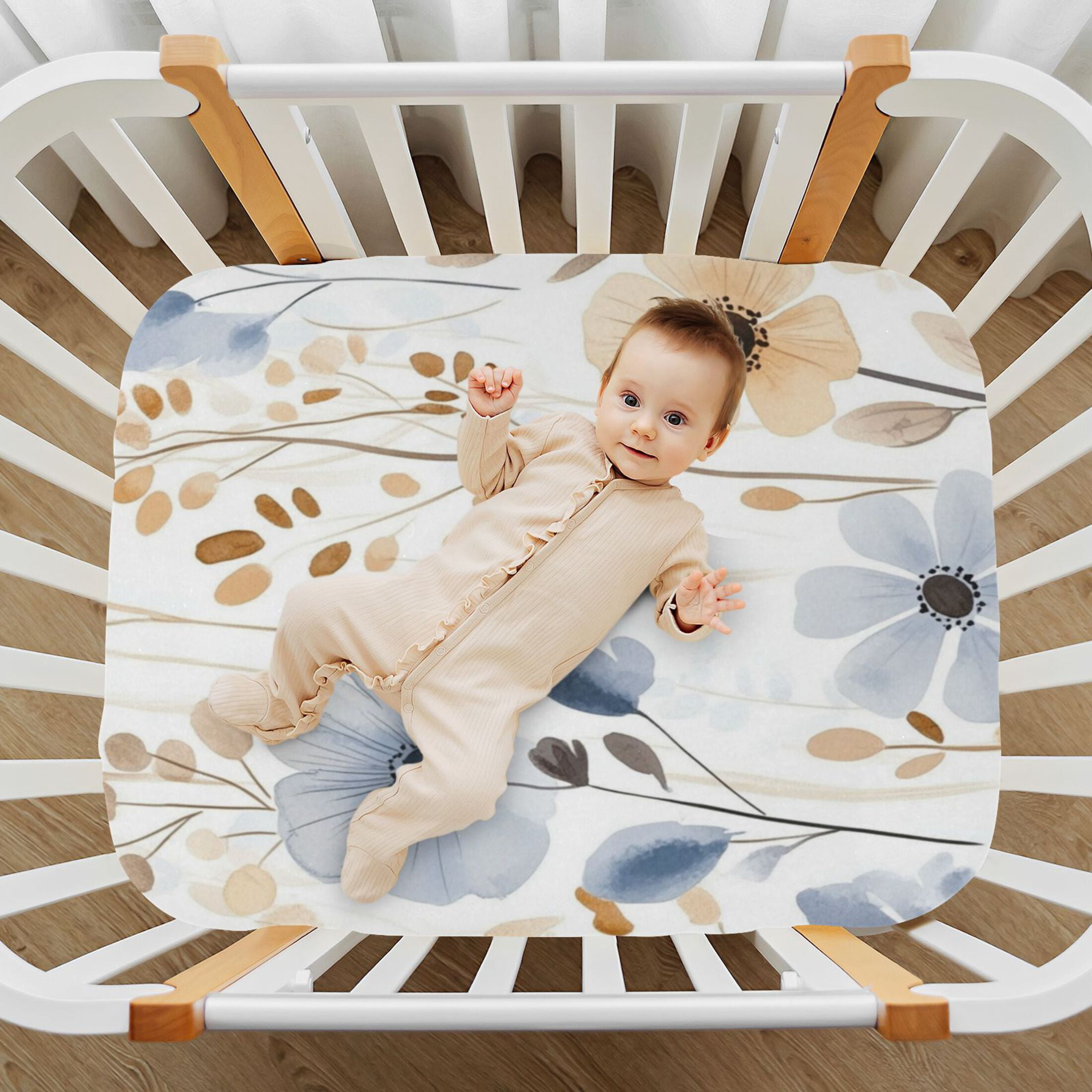 WOBOGO Watercolor Wildflowers Baby Crib Sheets Super Soft Microfiber ...