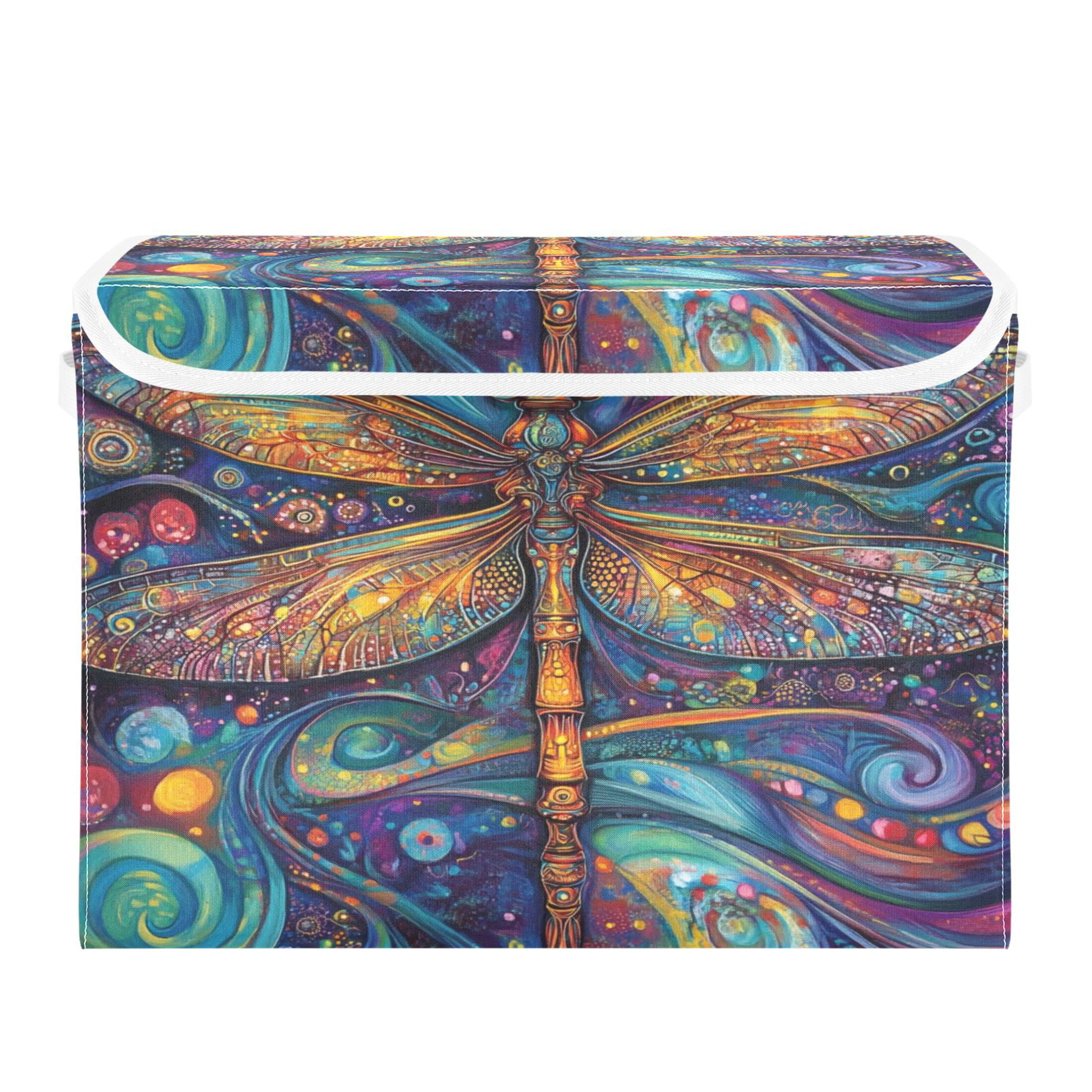 WOBOGO Weird Style Dragonfly Large Collapsible Storage Box Flip Lid ...