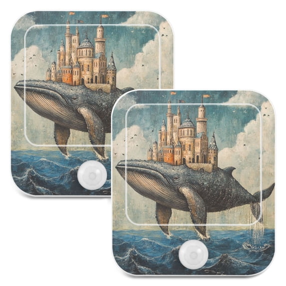 WOBOGO Whale Castle Night Light Lamp with Smart Sensor Dusk to Dawn ...
