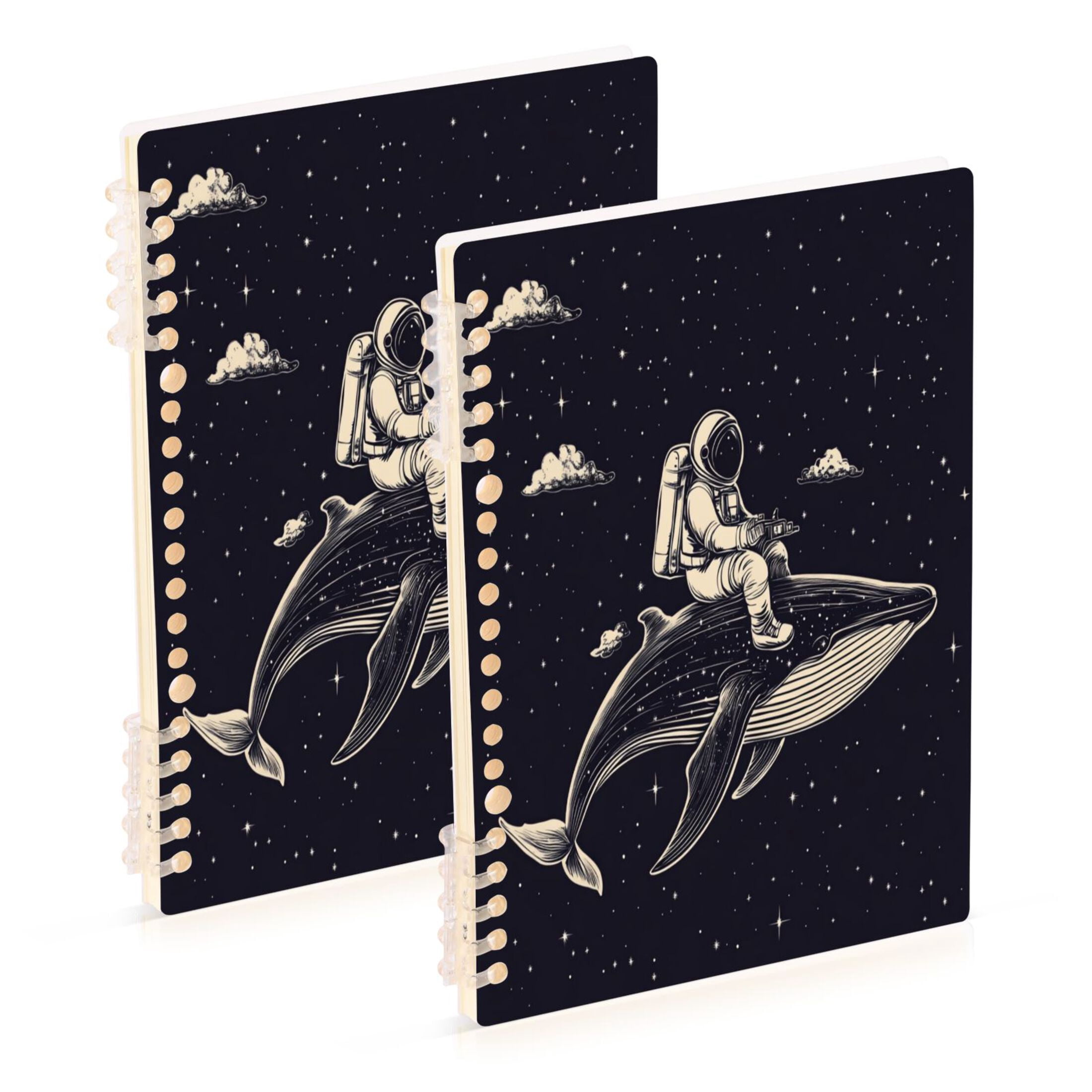 WOBOGO Whale Riding Astronaut Pattern Notebook College Horizontal Grid ...