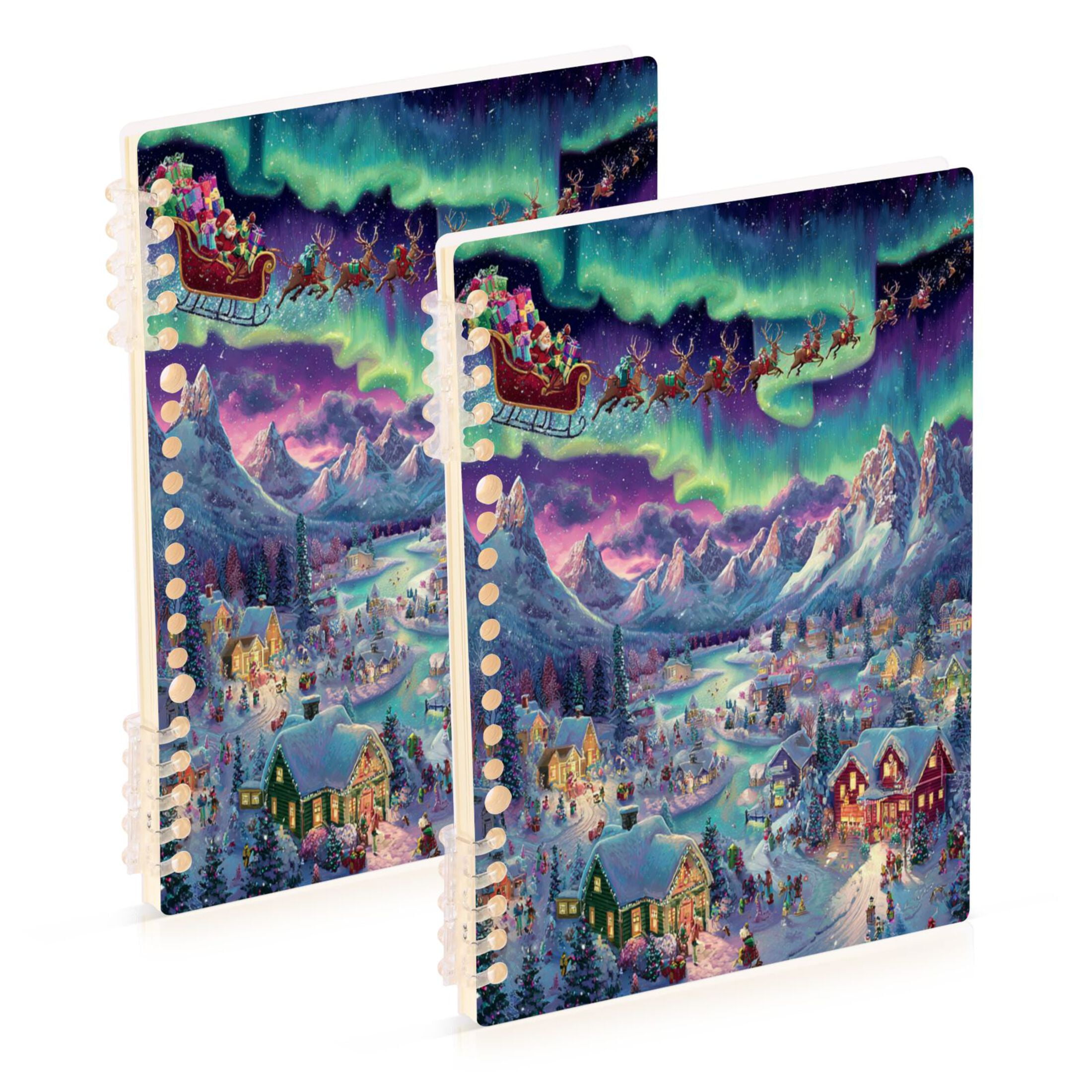 WOBOGO Whimsical Christmas Scene Notebook College Horizontal Grid Paper ...