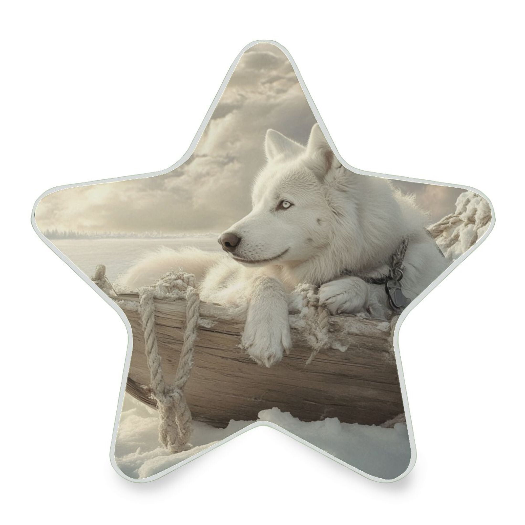 WOBOGO White Alaskan Dog LED Star Night Light 0.2 Watt Wall Plug Dusk ...