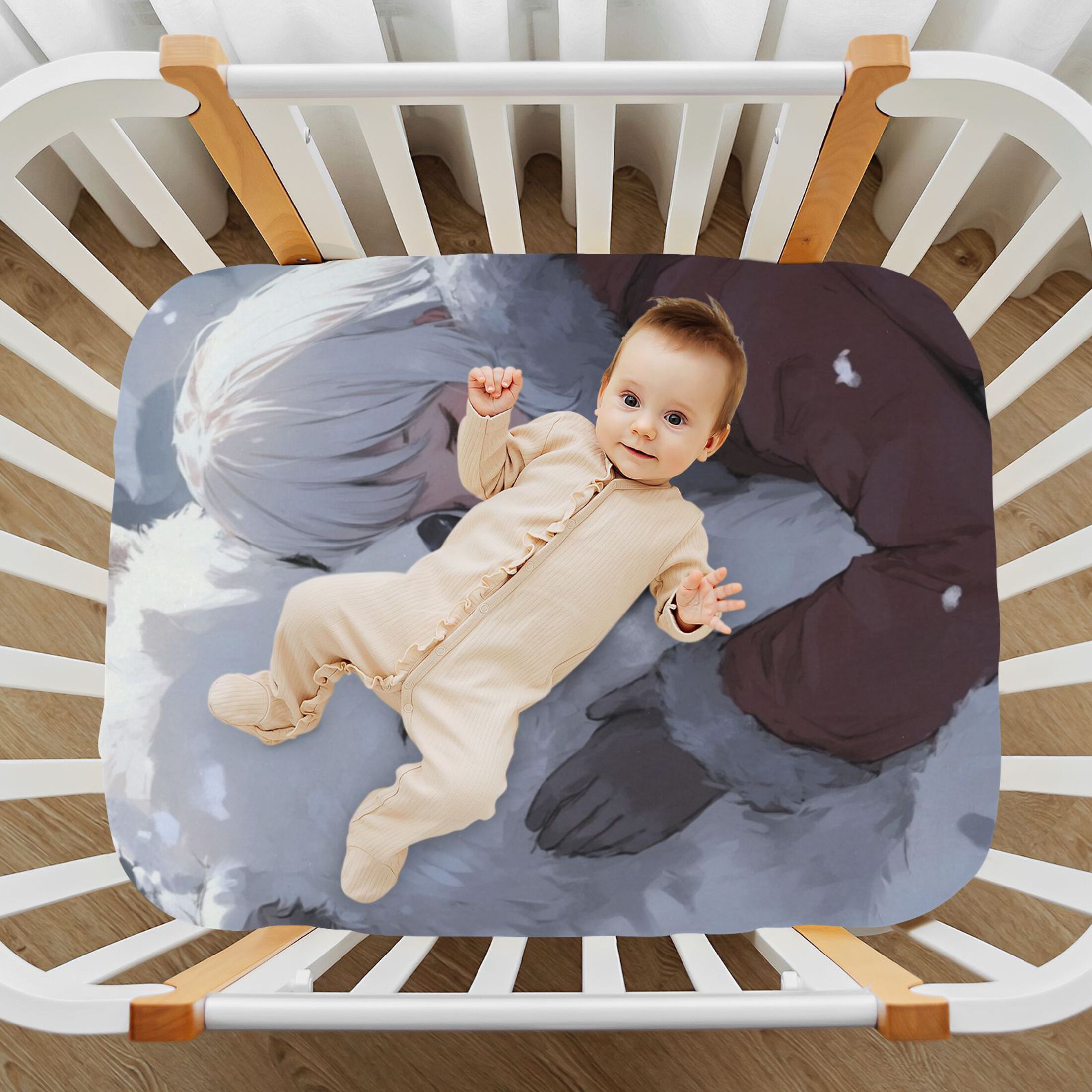 WOBOGO White Bear Cuddles with Woman Baby Crib Sheets Super Soft ...