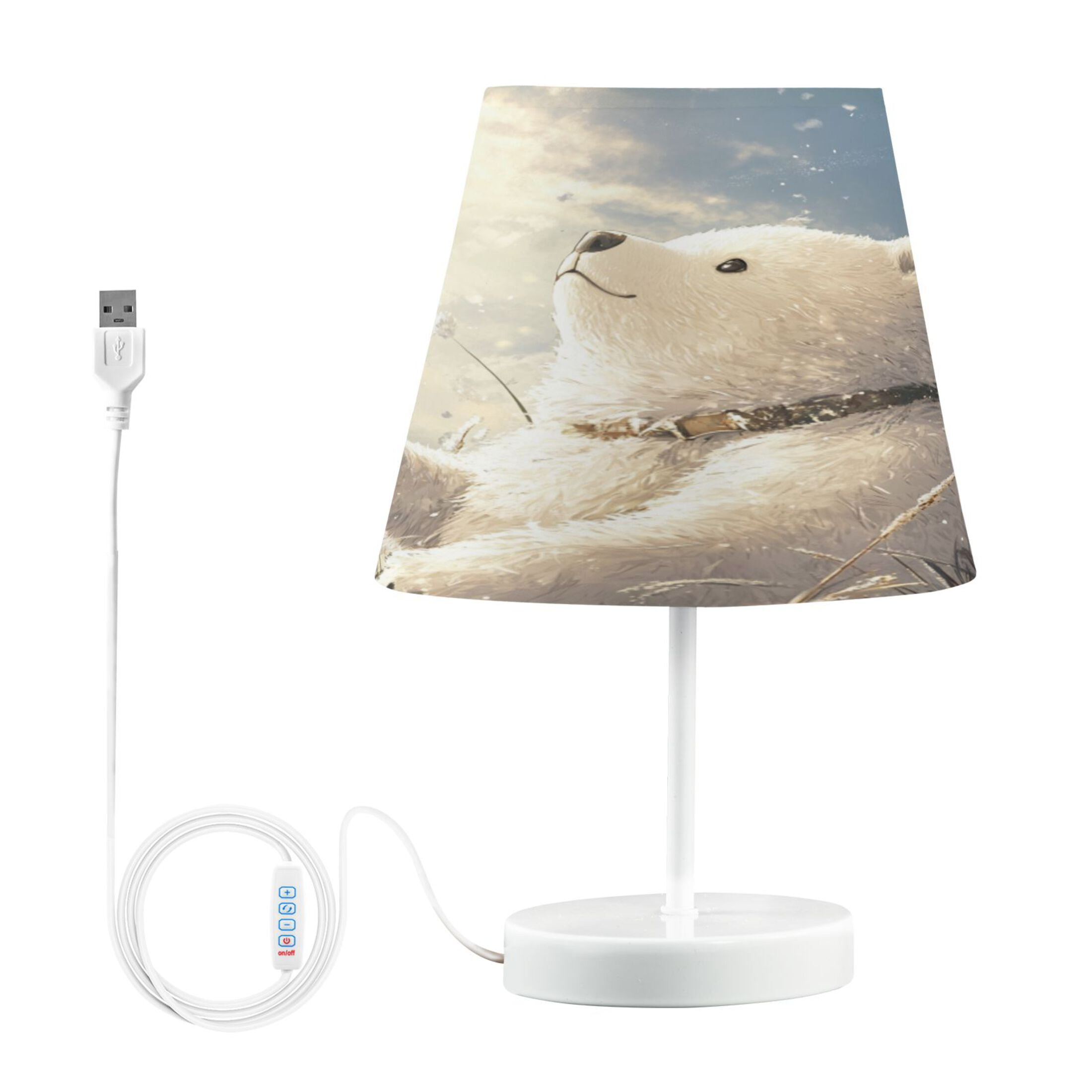 WOBOGO White Bear Enjoying The Sunshine Table Lamps Bedroom 3-Speed ...