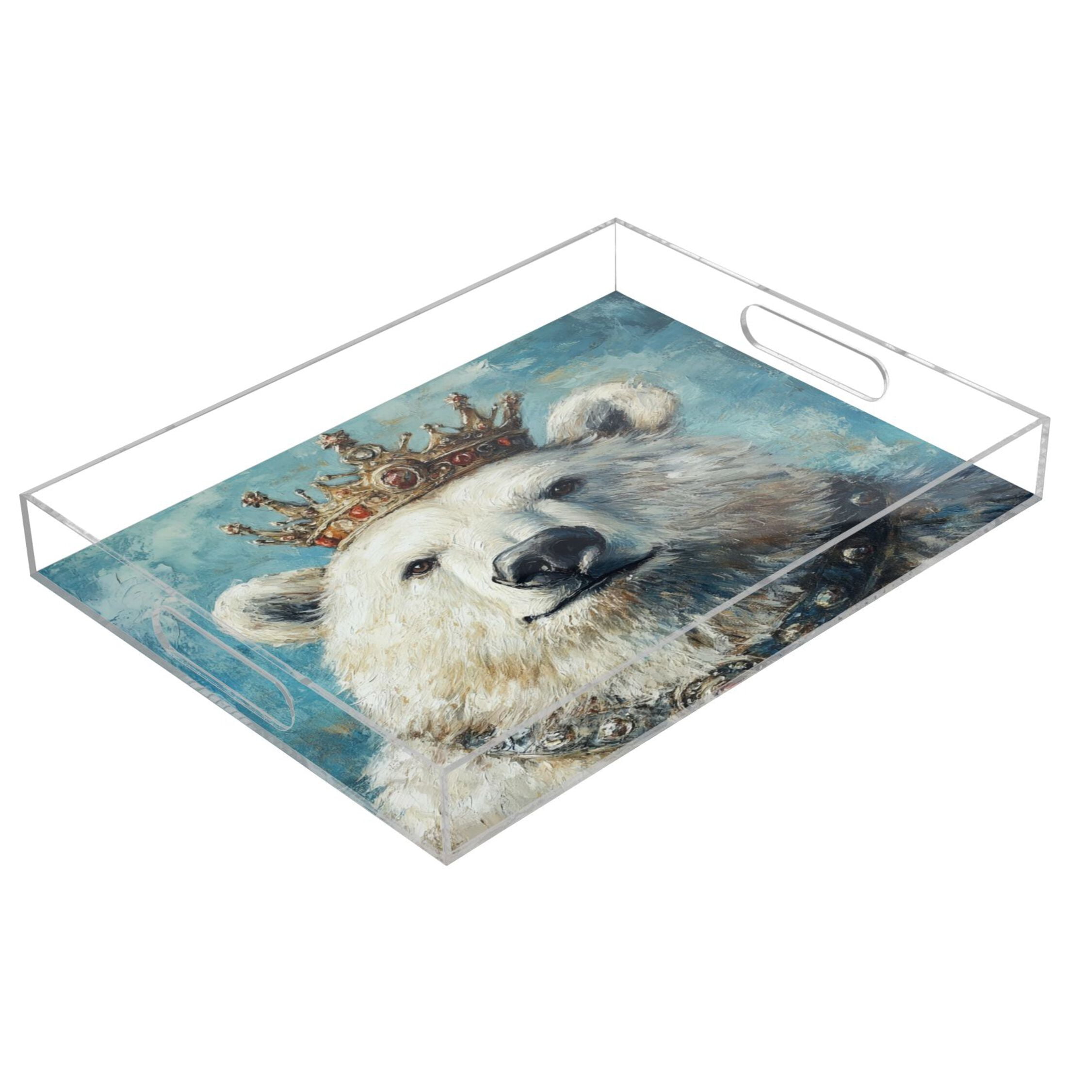 WOBOGO White Bear King Acrylic Serving Trays 15.7x11.8 Inch Spill Proof ...