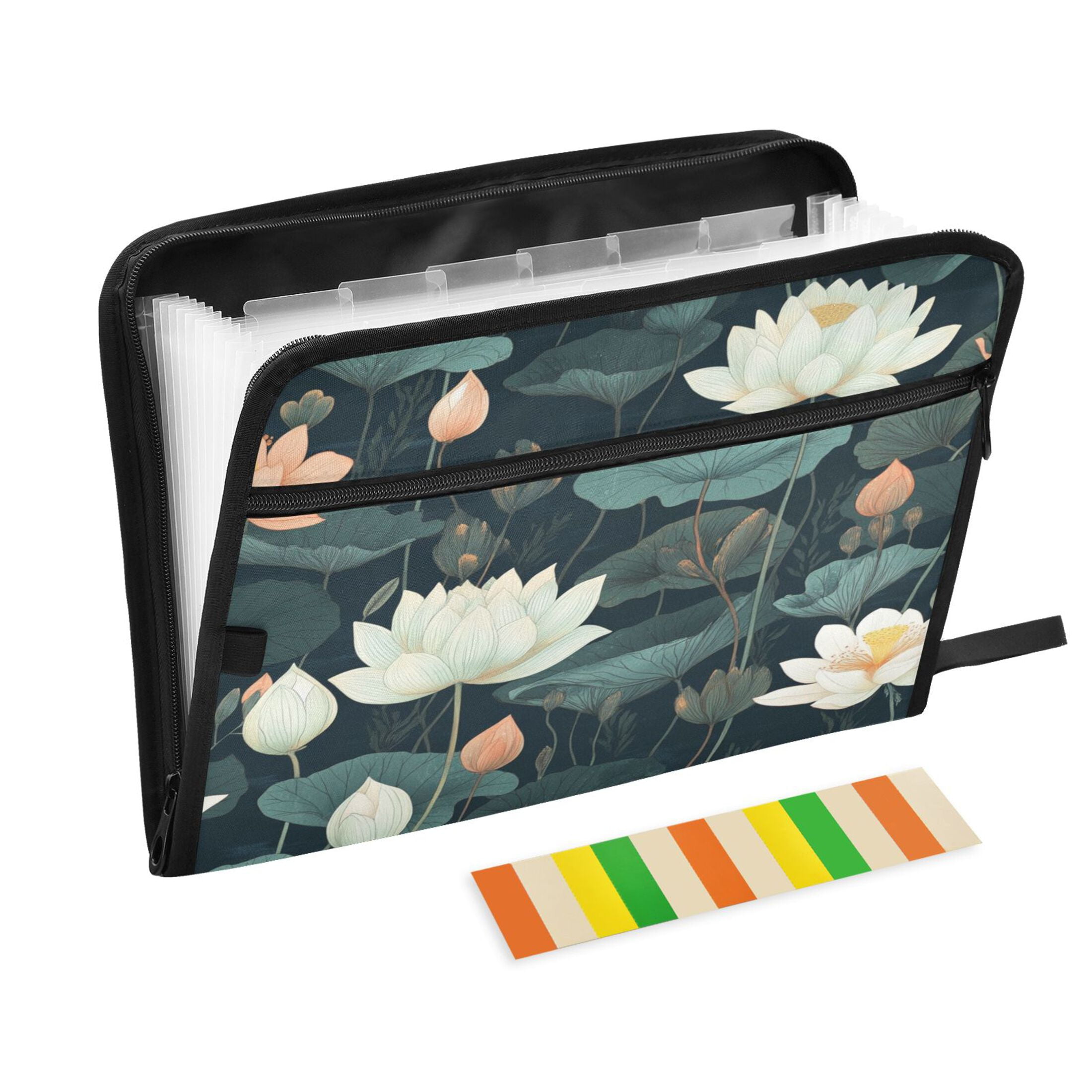 WOBOGO White Lotus Flower Expanding File Folder Letter Size Accordion ...