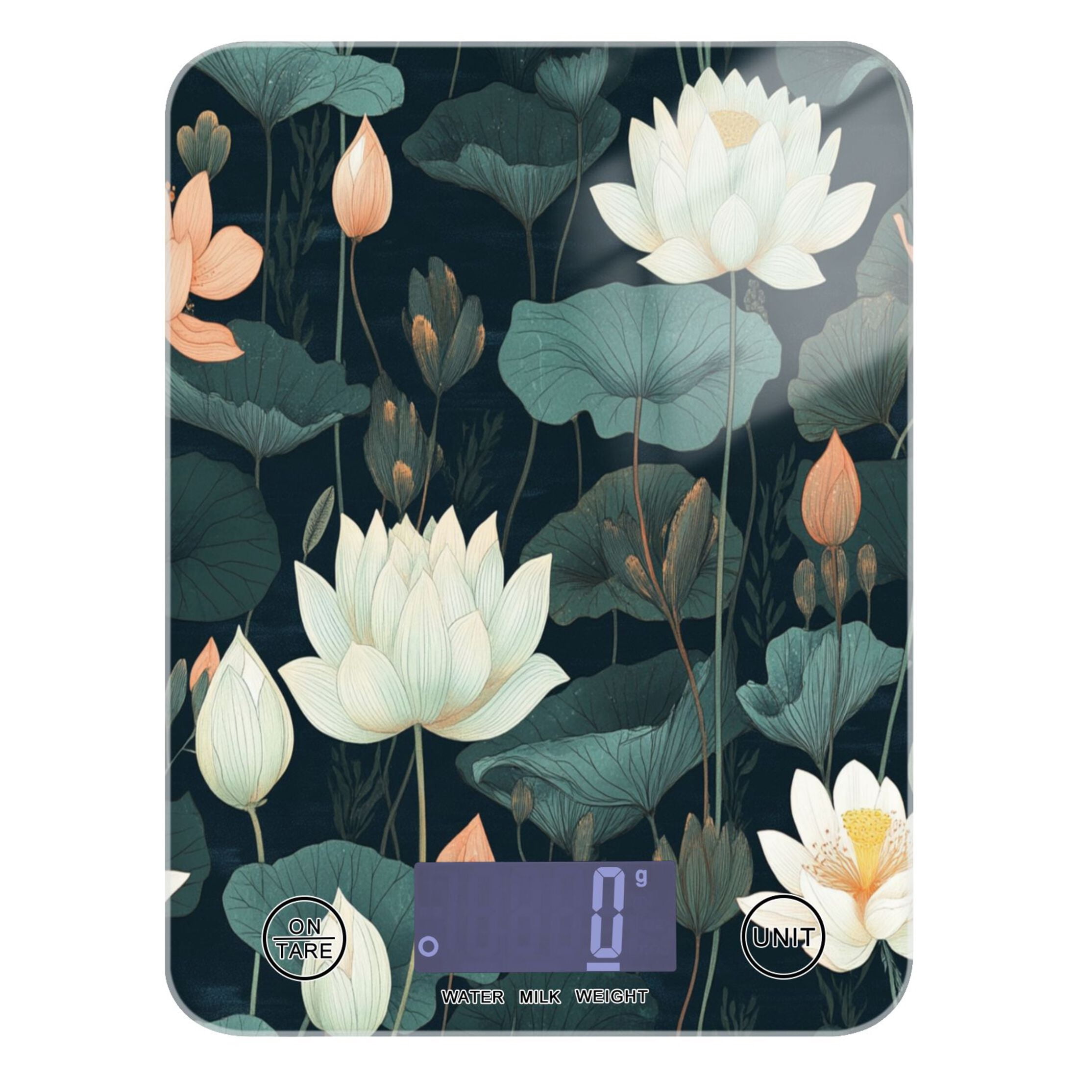 WOBOGO White Lotus Flower Kitchen Scale Digital Gram and Ounce Weighing ...