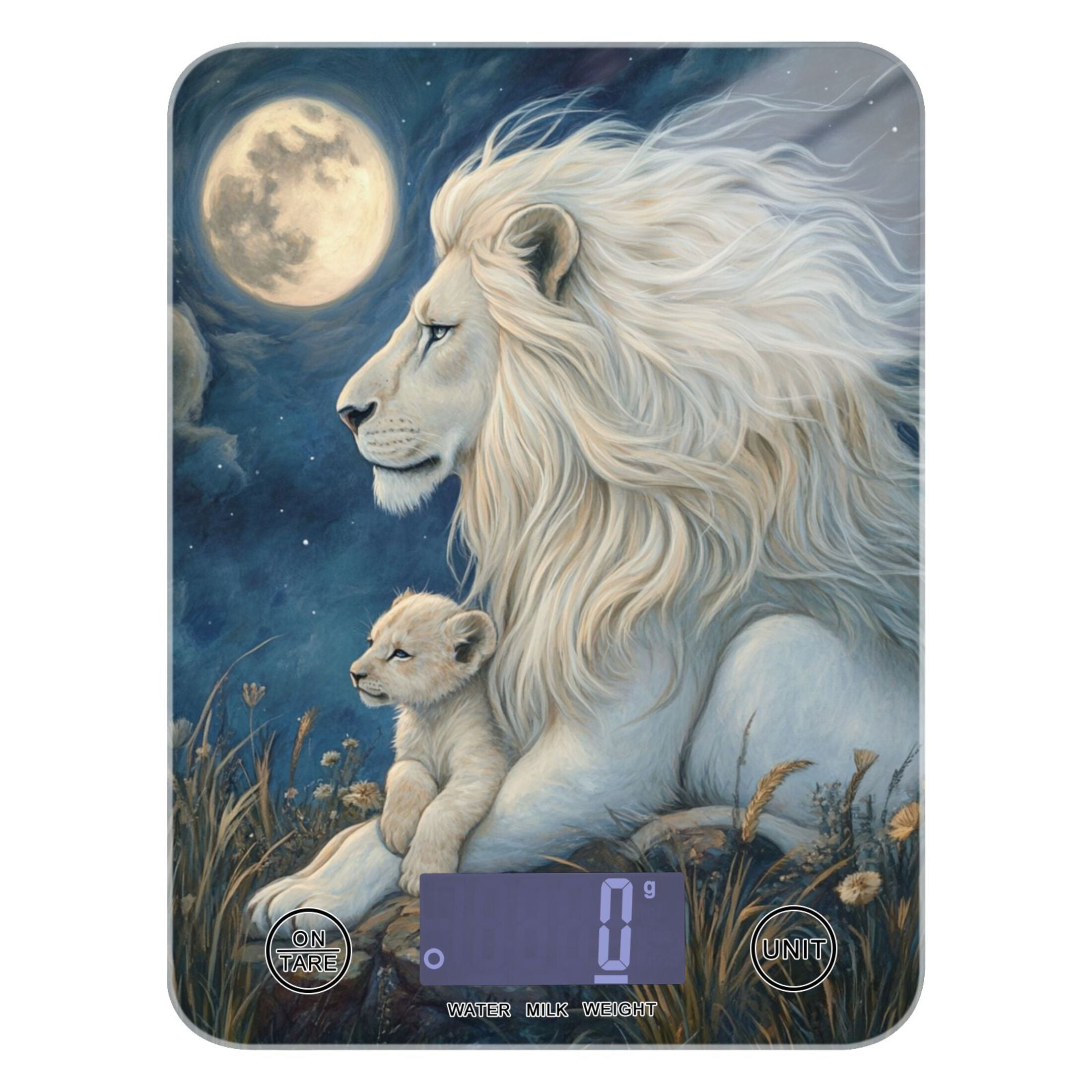WOBOGO White Maned Lion Kitchen Scale Digital Gram and Ounce Weighing ...