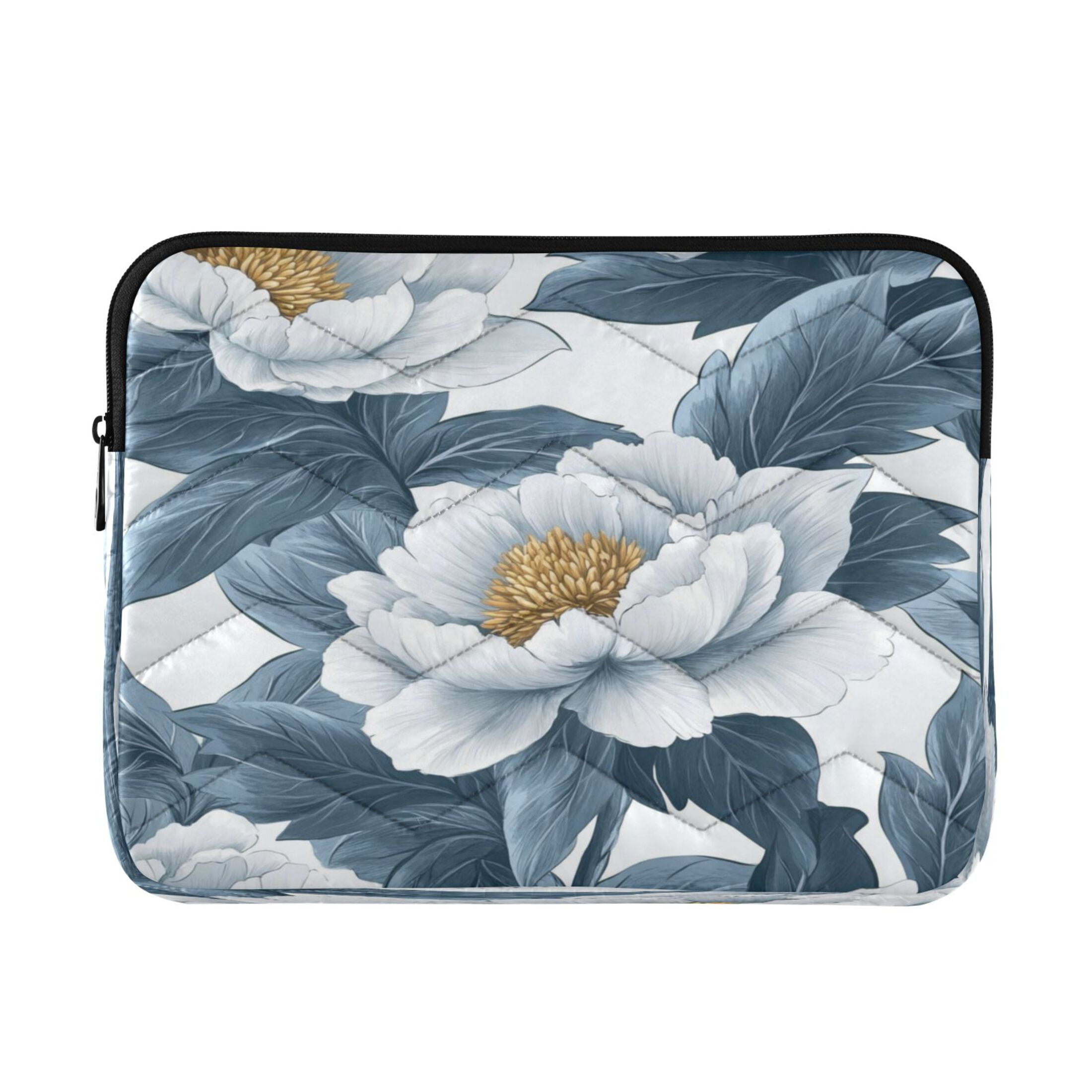 WOBOGO White Peony Laptop Sleeve 15.7 inch Lightweight Zipper Design ...