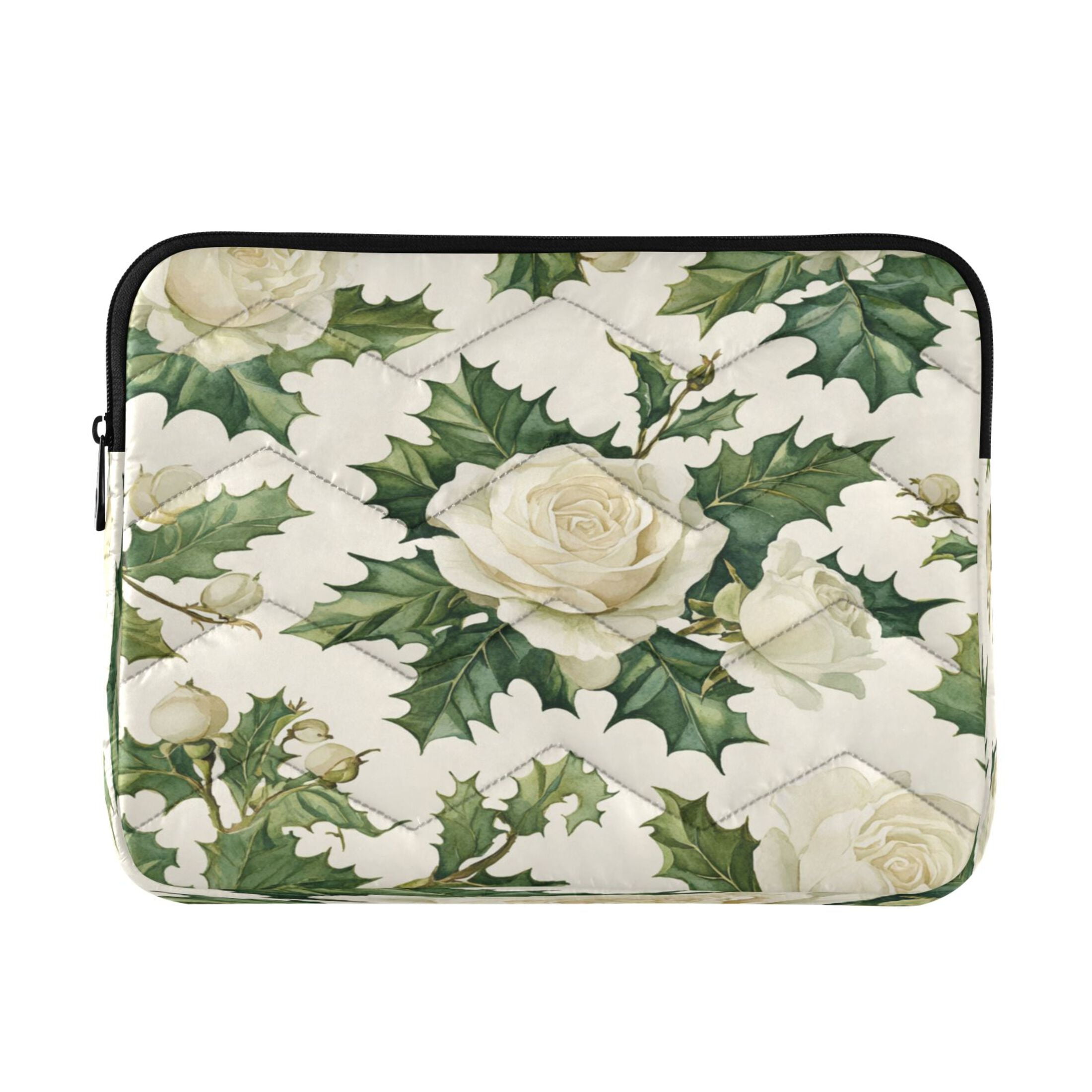 WOBOGO White Roses and Holly Leaves Laptop Sleeve 13.4 inch Lightweight ...